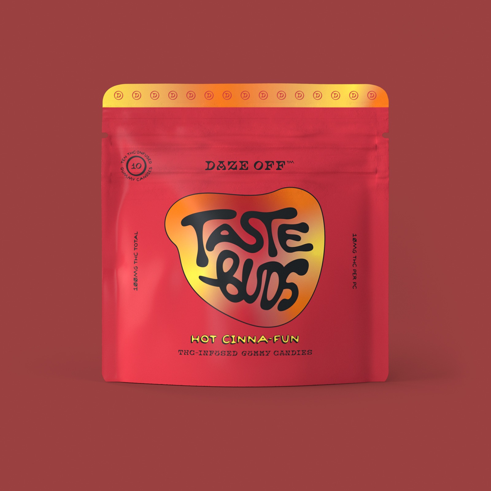 Daze Off: Hot Cinna-Fun Taste Buds THC-Infused Gummy Candies 10 x 10mg ...