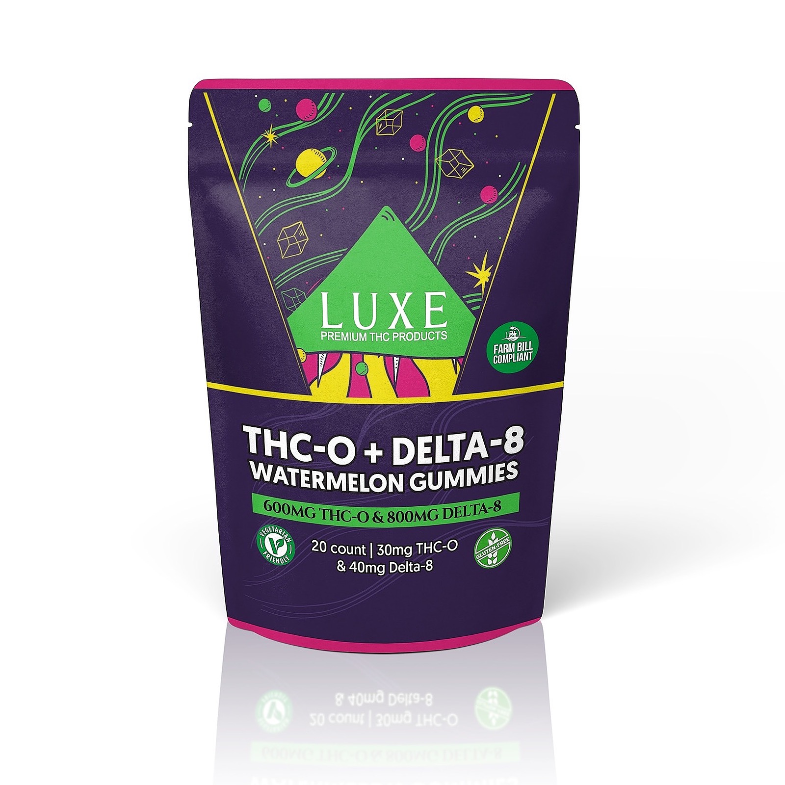 Luxe THC | 25% OFF with code LEAFLY: 600mg THC-O Gummies | Watermelon | 20 Count | Leafly