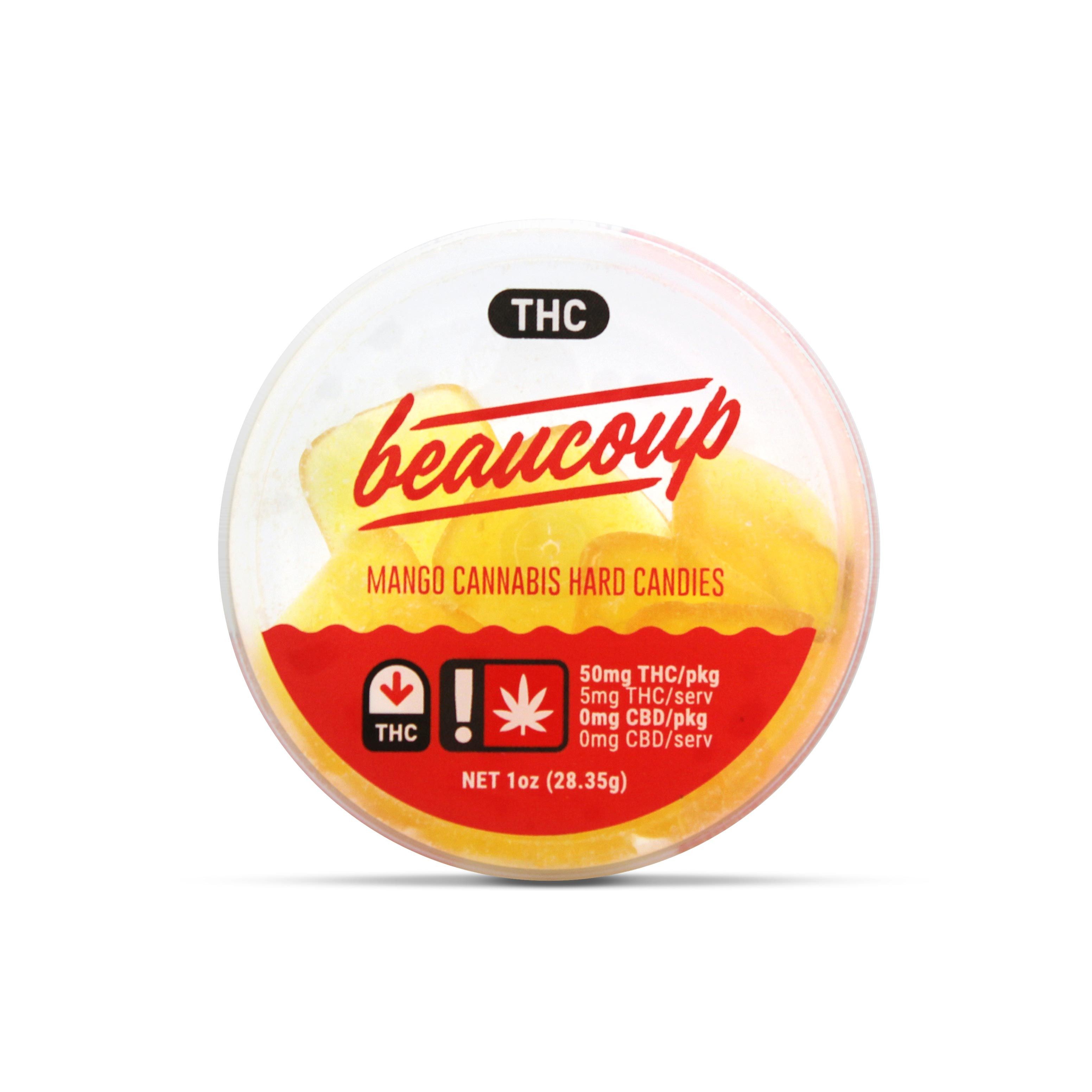 Beaucoup: Mango Hard Candies - 50mg THC DOWN | Leafly