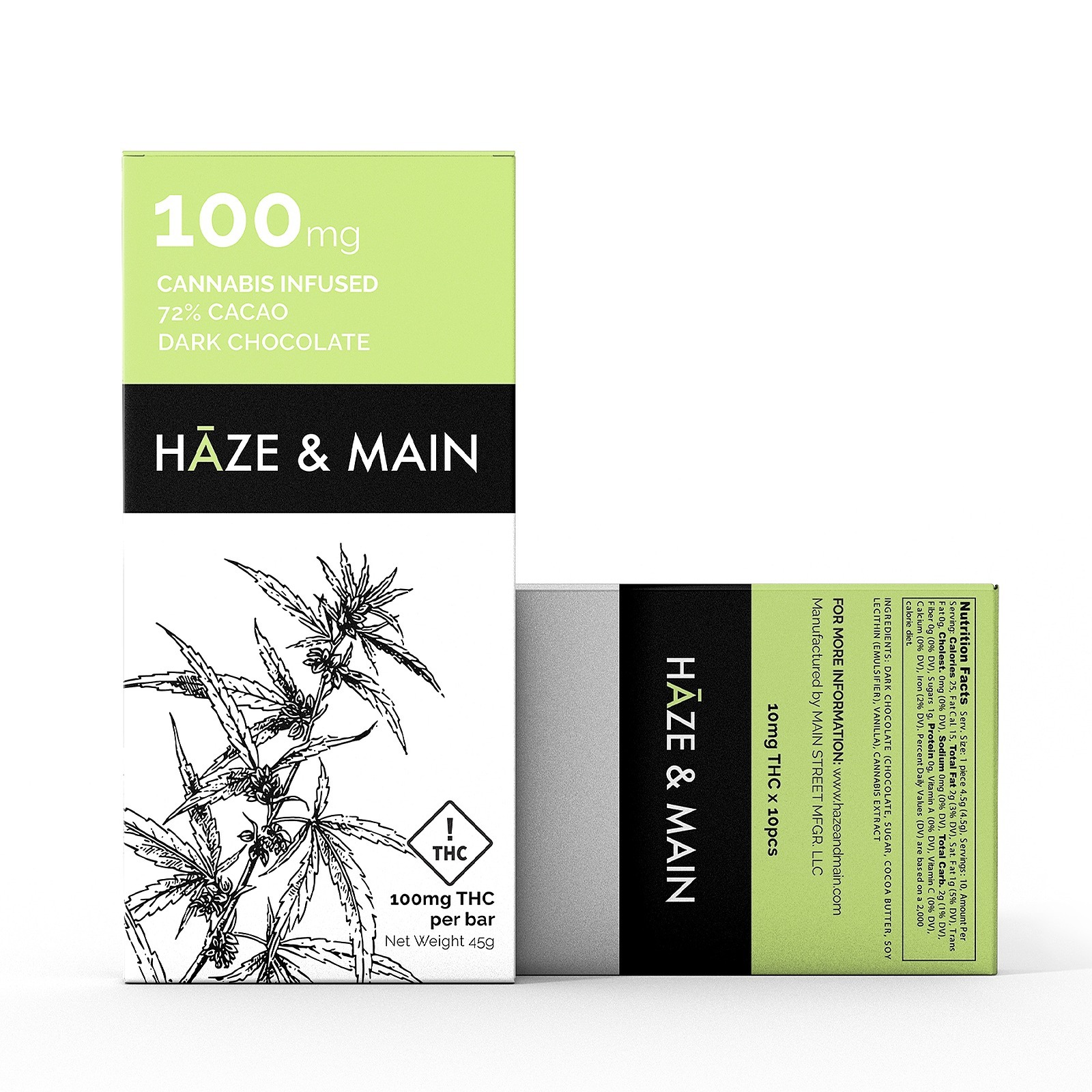 Haze & Main: Haze & Main Dark Chocolate Bar 100mg | Leafly