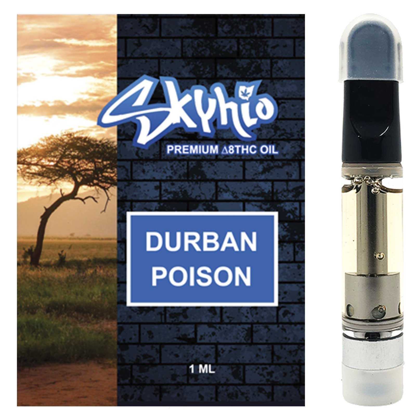 Skyhio: Delta 8 THC Vape Cartridge: Durban Poison | Leafly