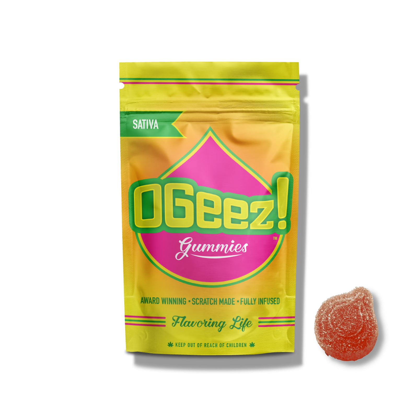 OGeez! Brands: Raspberry Orange Sativa OGeez! Gummies 100mg 10-pack ...