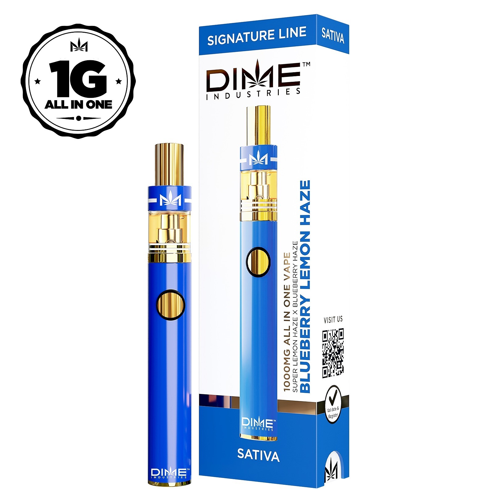 Dime Industries: Blueberry Lemon Haze 1000mg All in One Device | Leafly