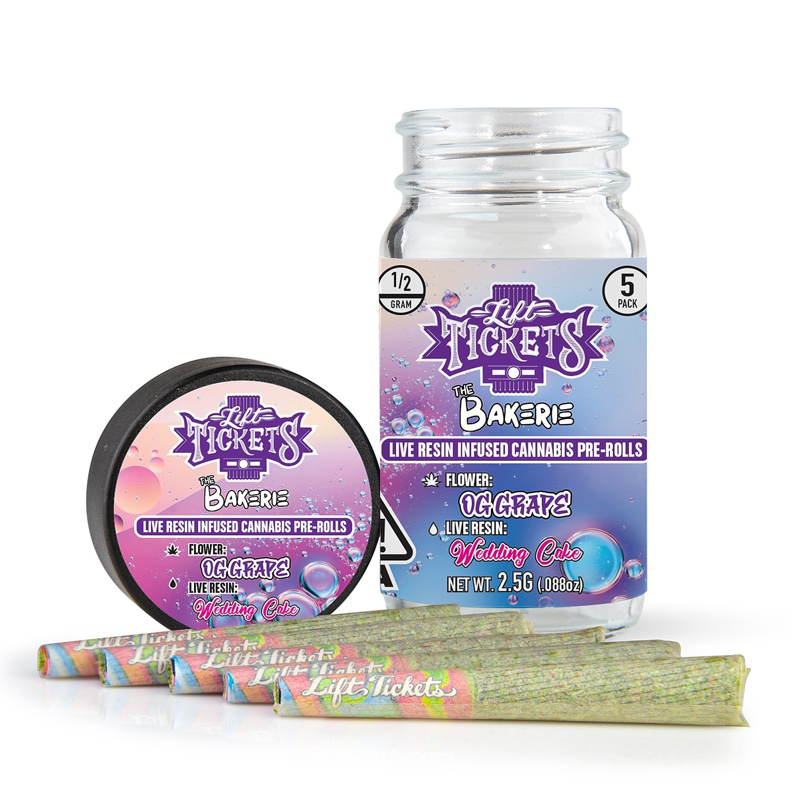 Lift Tickets: OG Grape x Wedding Cake - 0.5g Infused Pre Roll Multipack ...