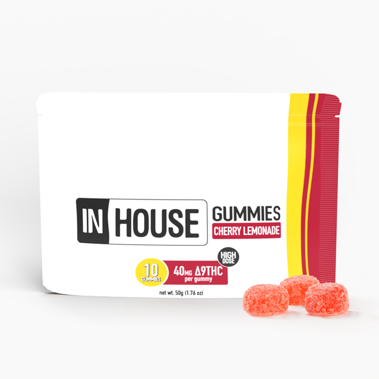 InHouse: HIGH-DOSE Cherry Lemonade Gummies, 40mg THC | Leafly