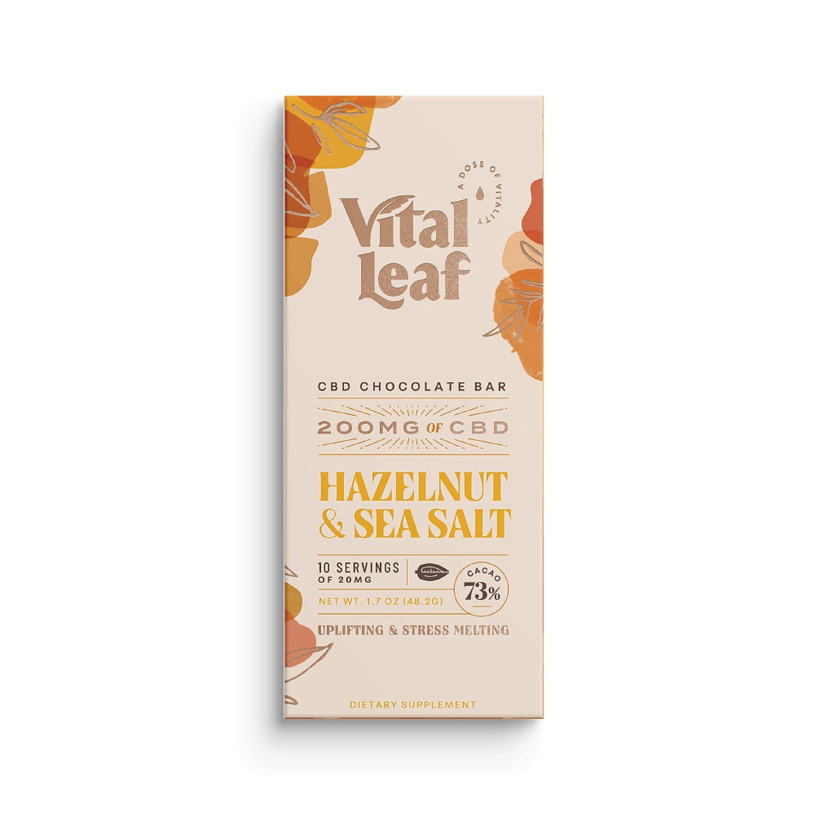 Vital Leaf: CBD Chocolate Bar | Hazelnut & Sea Salt | 200mg CBD | Leafly