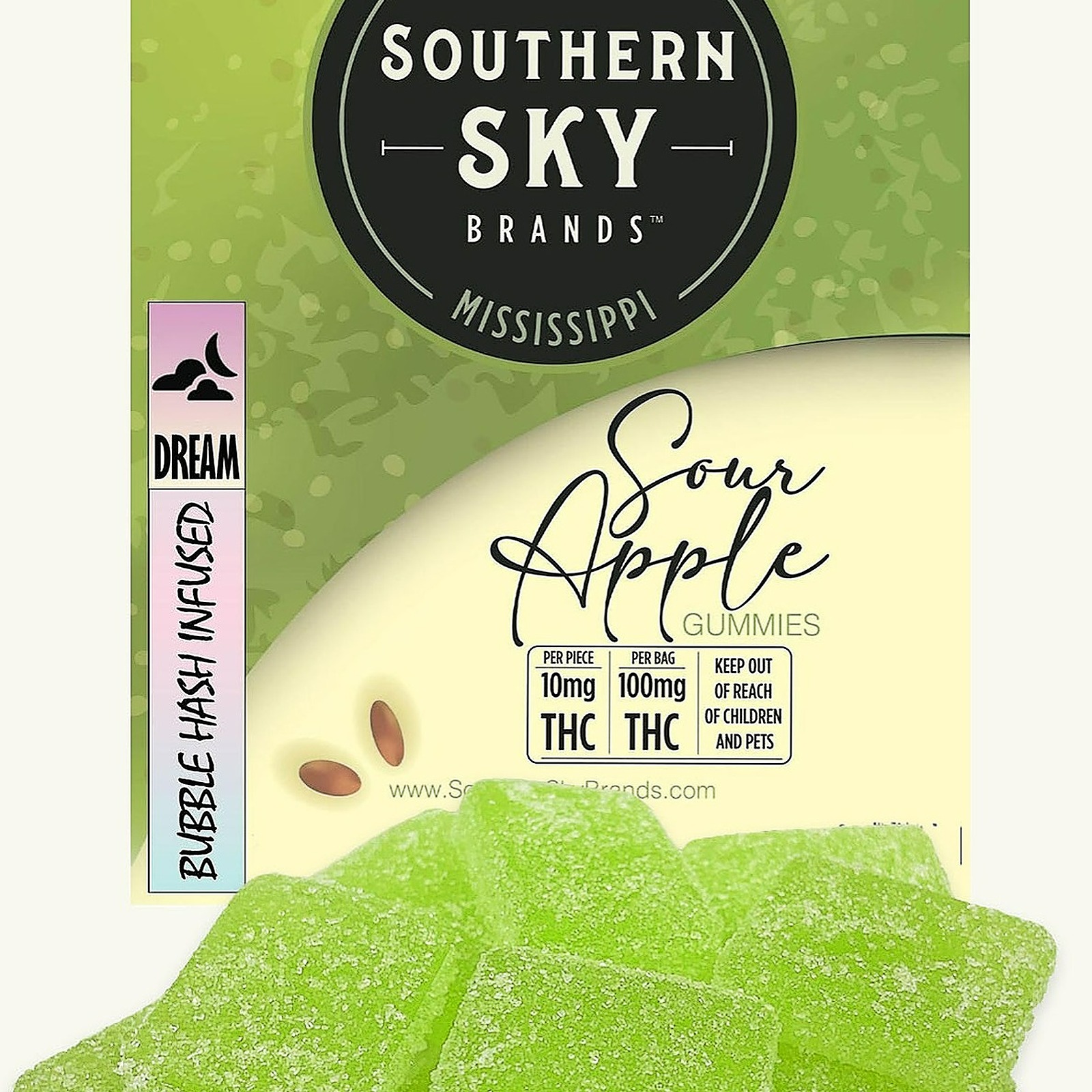 Southern Sky Brands: Sour Apple Hash Gummy (100mg THC) | Leafly