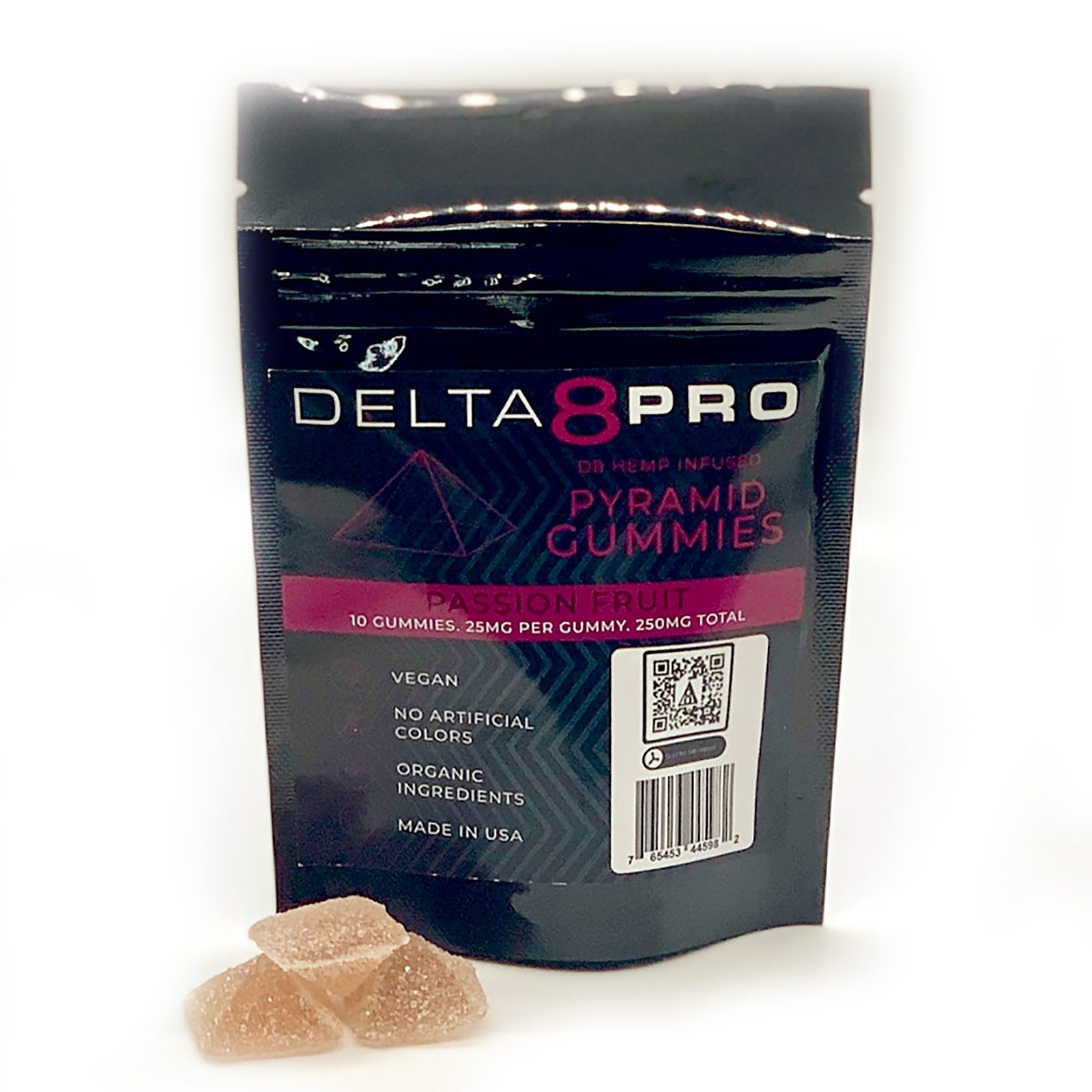 Delta 8 Pro: 25mg Delta 8 THC Gummies Passion Fruit 10 Count | Leafly