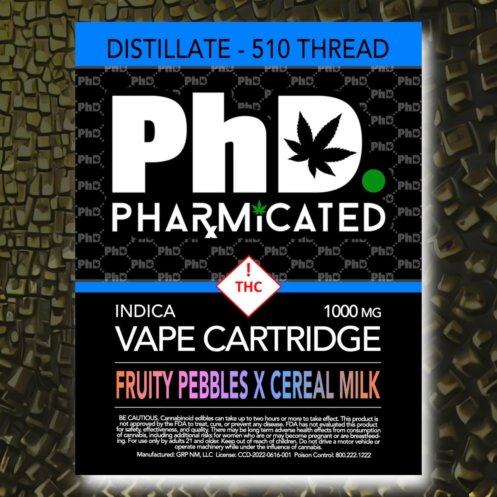 Pharmicated: PhD 510T Vape Cartridge - Distillate - Fruity Pebbles X ...