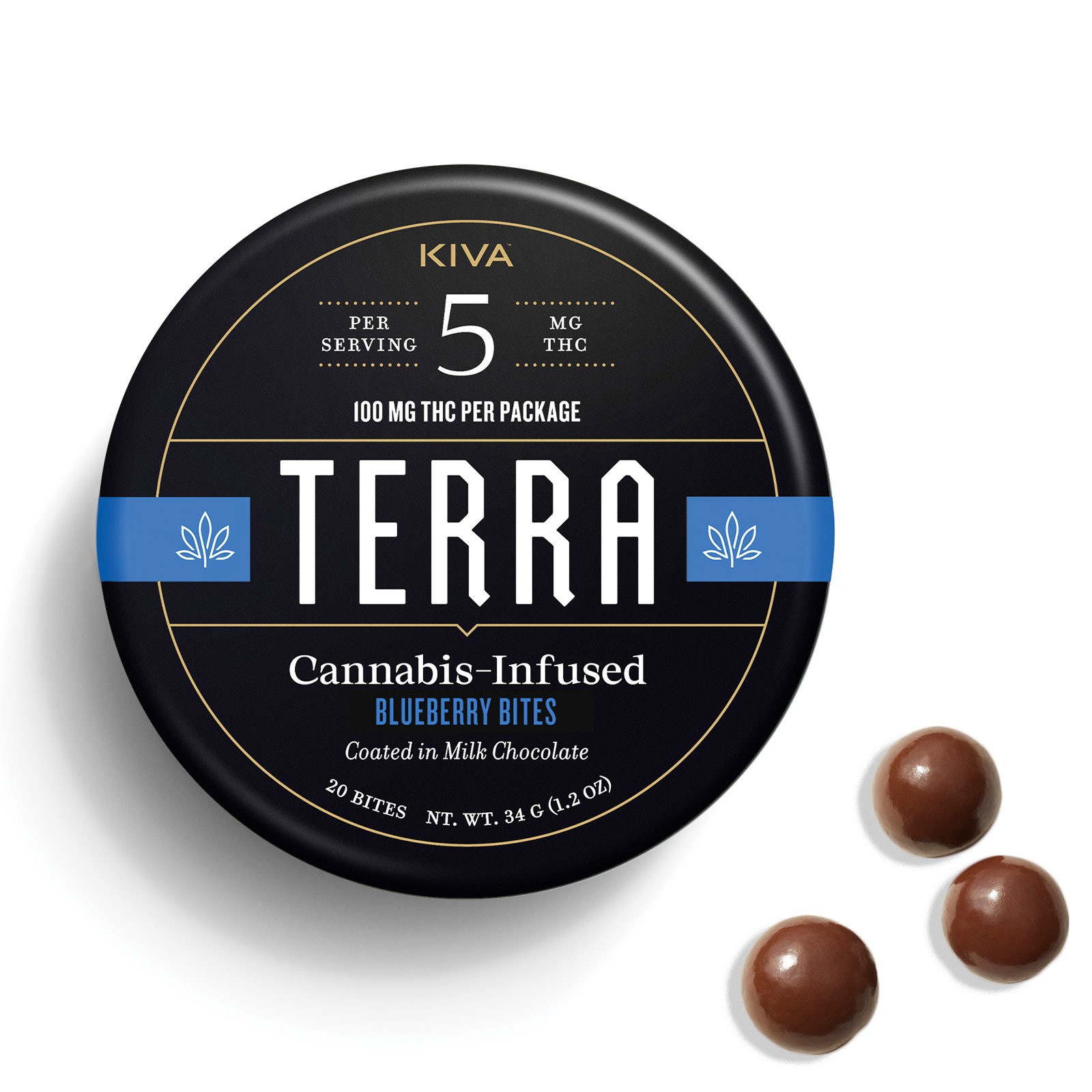 Terra: 5mg Terra 'Blueberry' Milk Chocolate Bites 100mg THC total | Leafly