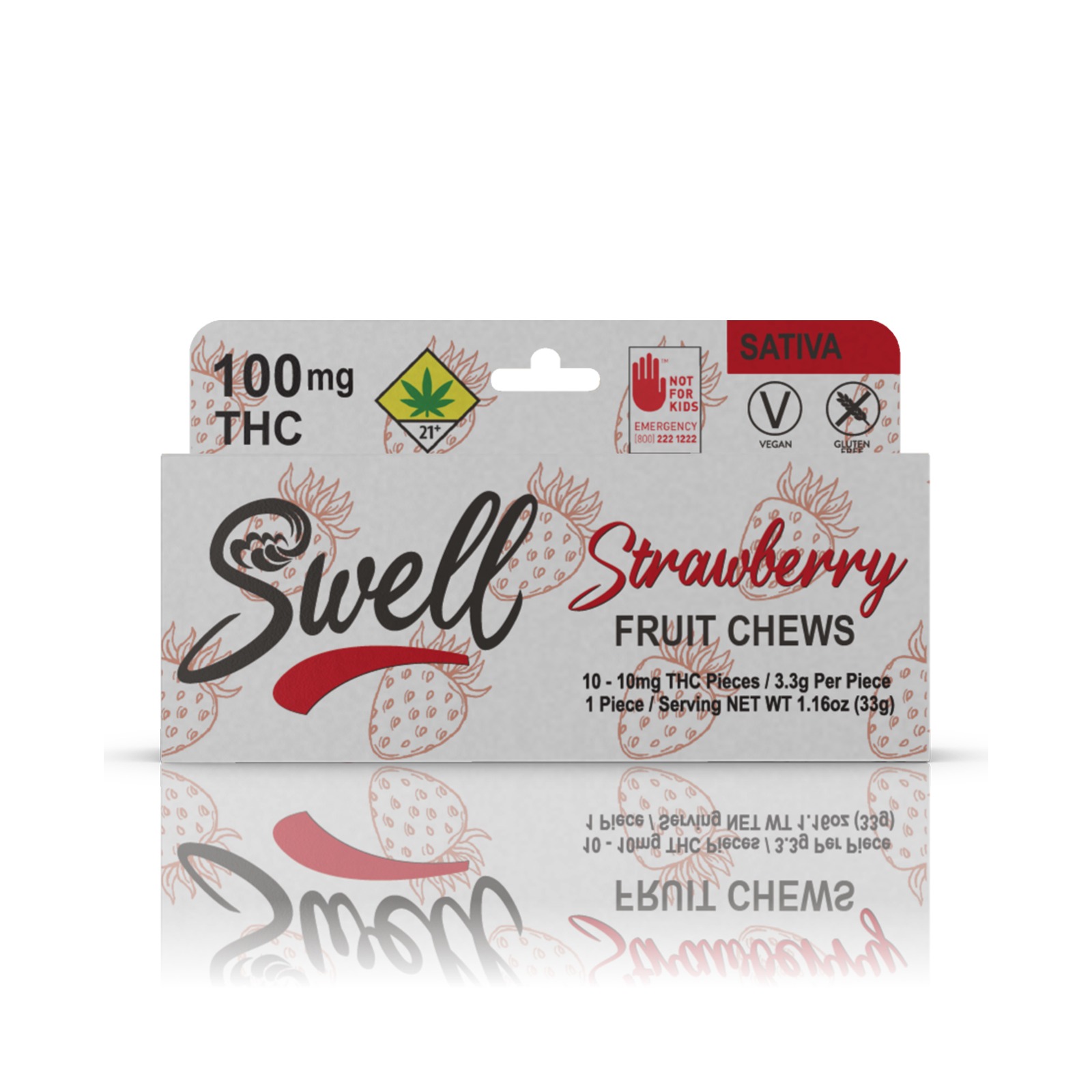 Swell Cannabis: Sativa Strawberry Fruit Chews 100mg 10-pack | Leafly