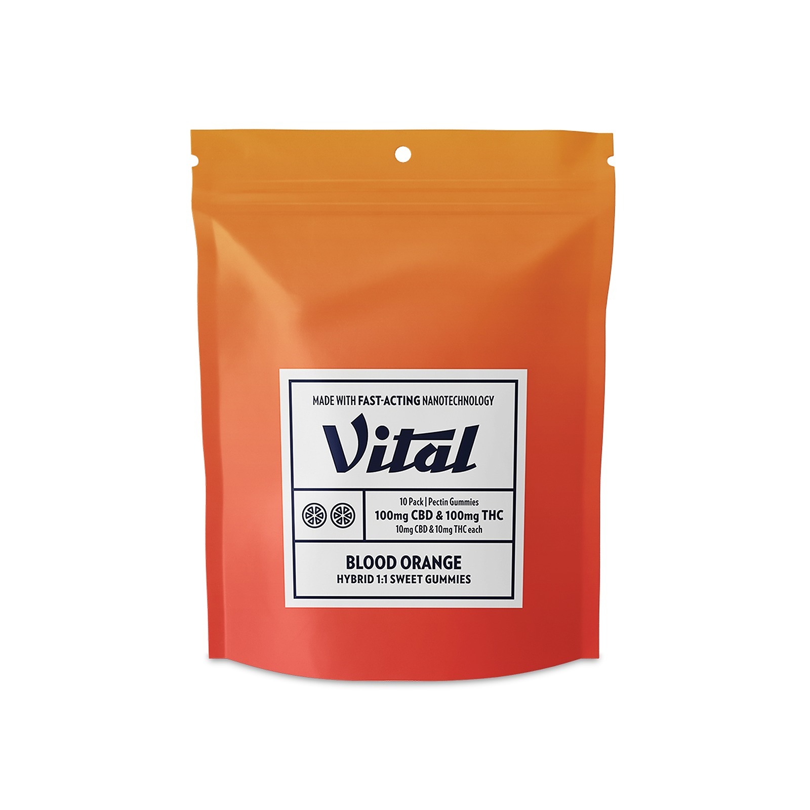 Vital: 1:1 Blood Orange [10pk] (100mg CBD/100mg | Leafly