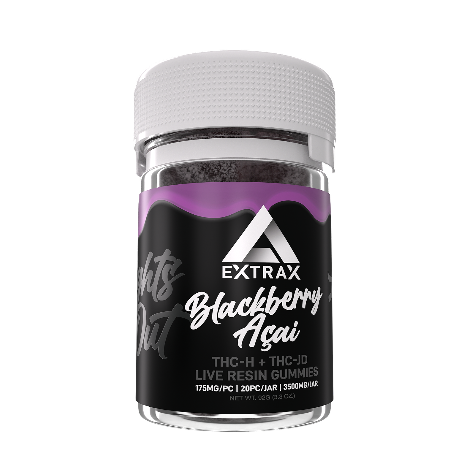 Delta Extrax: Blackberry Acai THCh THCjd Gummies 3500mg | Leafly
