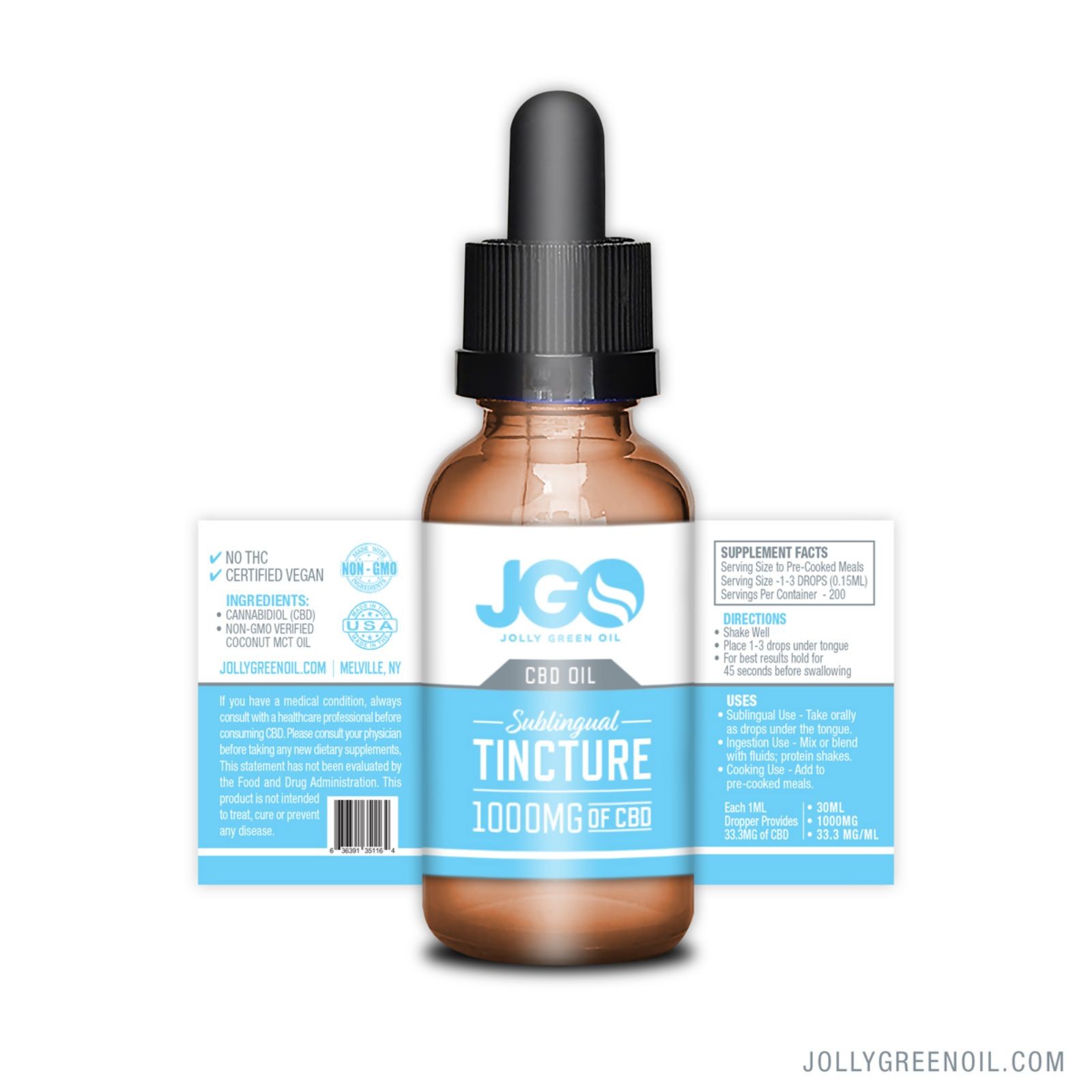 Jolly Green Oil: 1000 MG CBD Sublingual Tincture with MCT Oil | Leafly