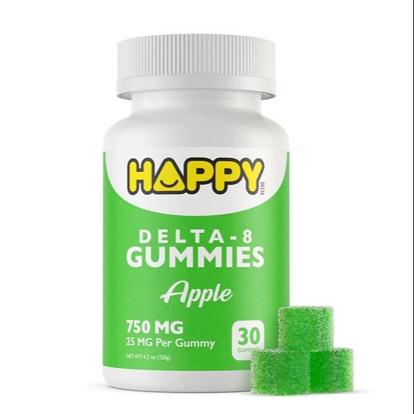 HAPPY Delta: 30 Pack - Happy Delta - Green Apple Delta 8 Gummies | Leafly