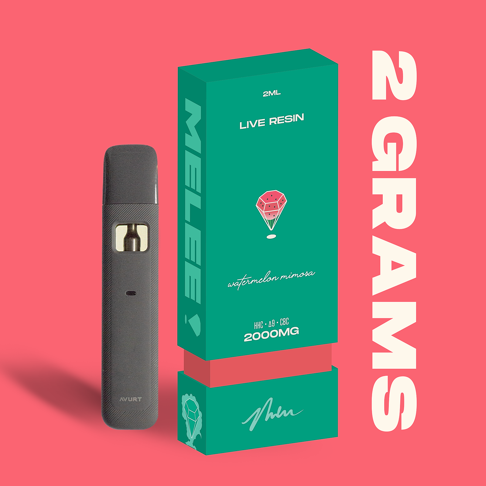 Melee Dose: 2 Gram Live Resin Disposable Vape: Watermelon Mimosa (HHC ...