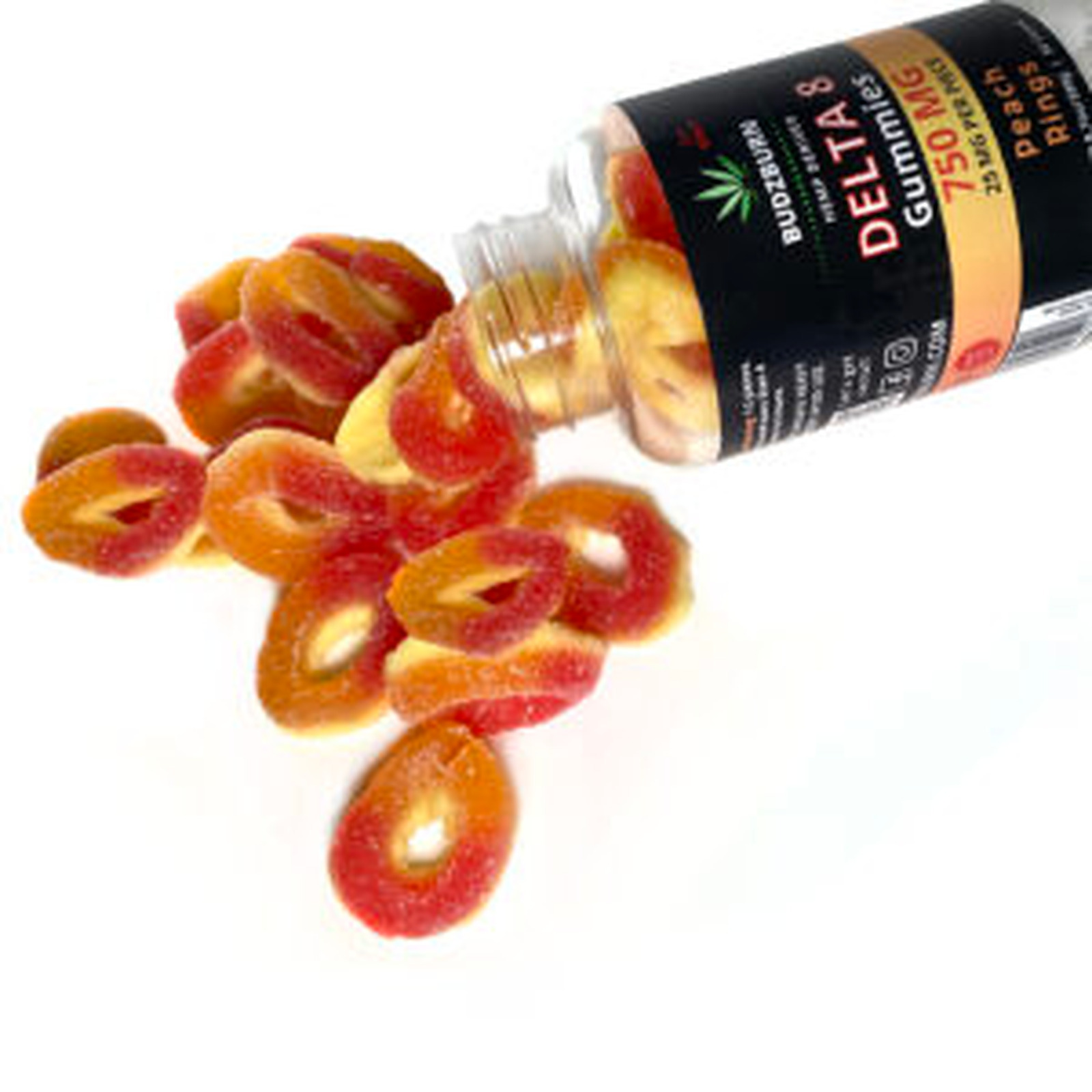 Budzburn Wholesale Delta 8: Delta 8 Peach Rings THC Gummies 750mg 30ct ...