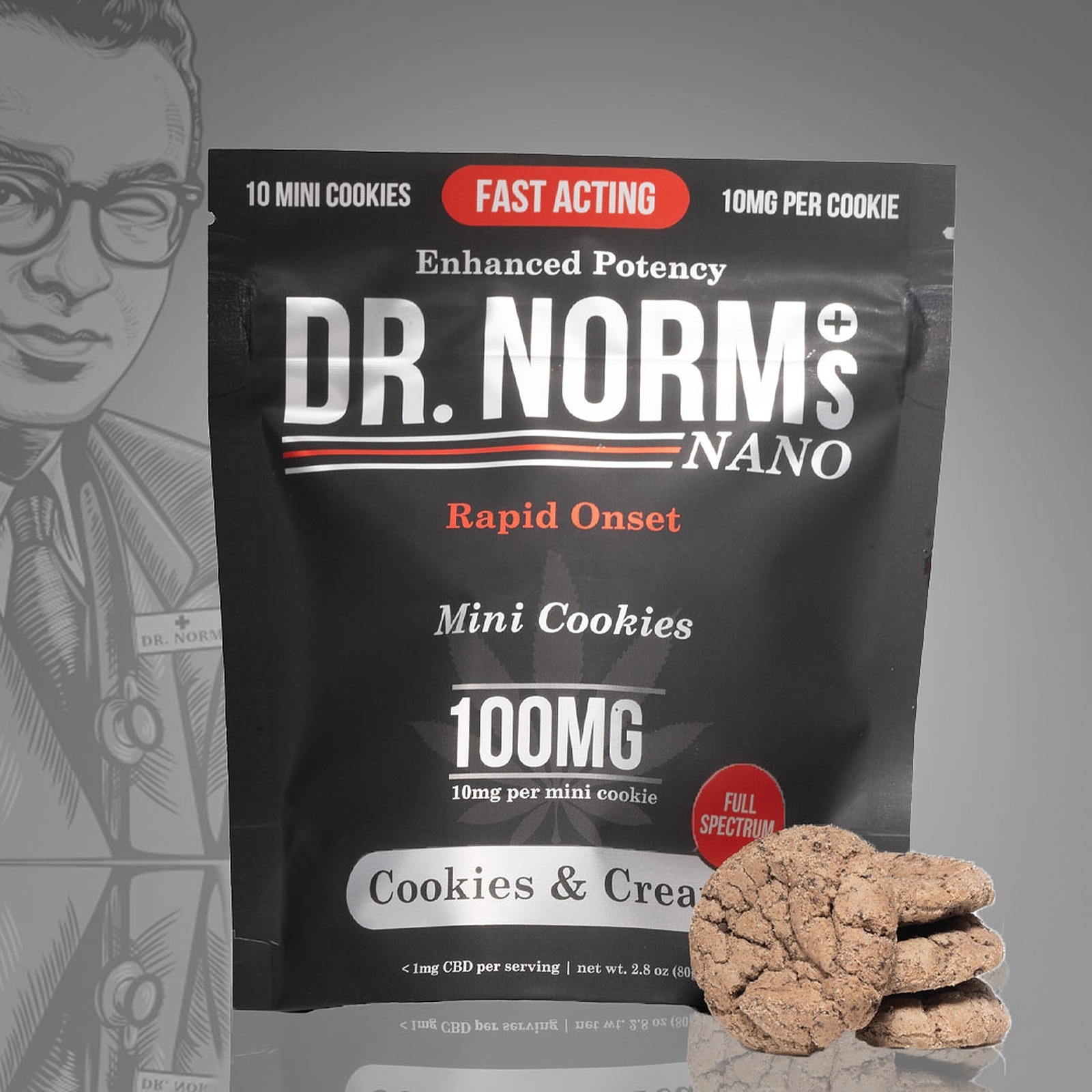 Dr. Norm's: Cookies & Cream Fast-Acting Nano 10mg Cookies | Leafly