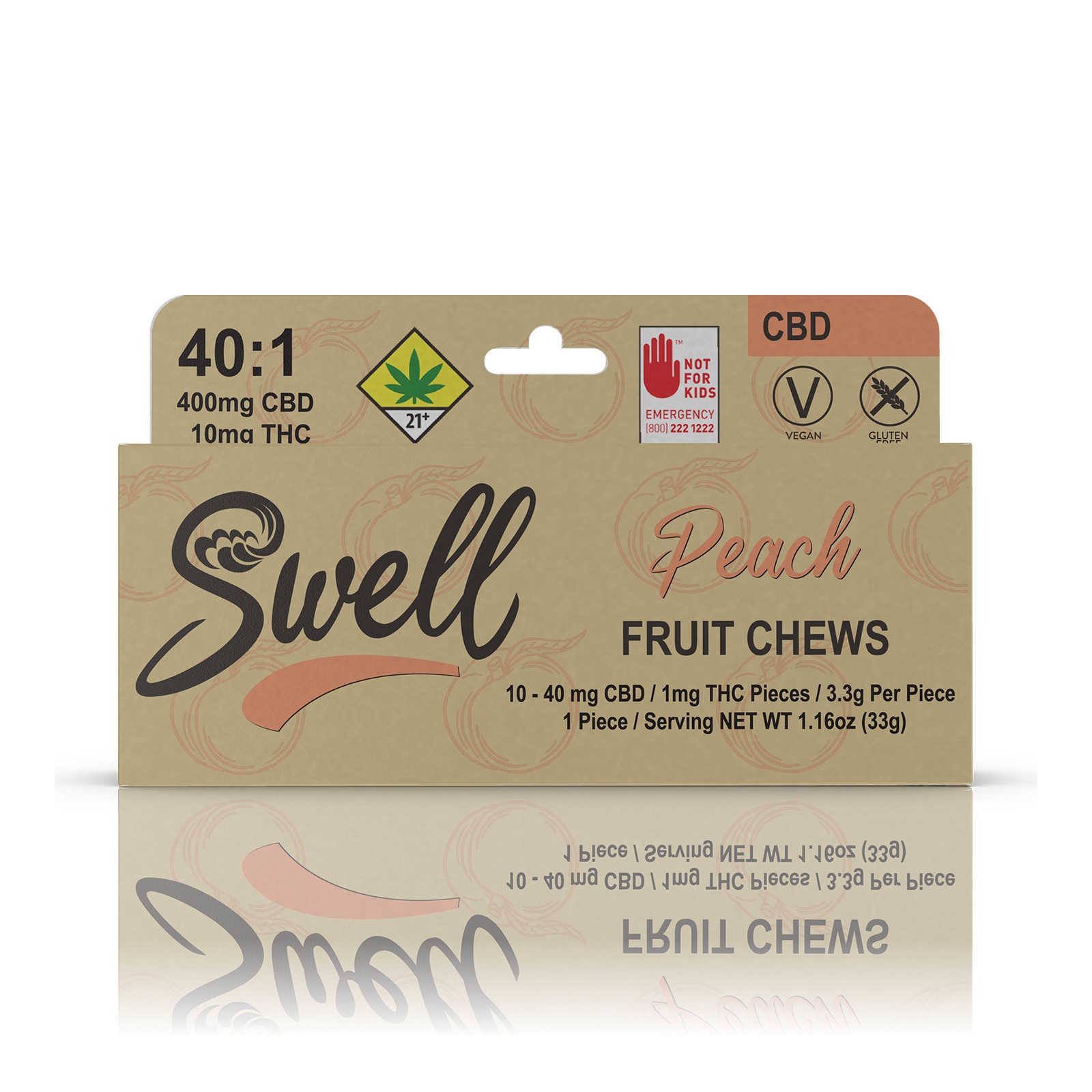 Swell Cannabis: 40:1 CBD Peach Fruit Chews 410mg 10-pack | Leafly