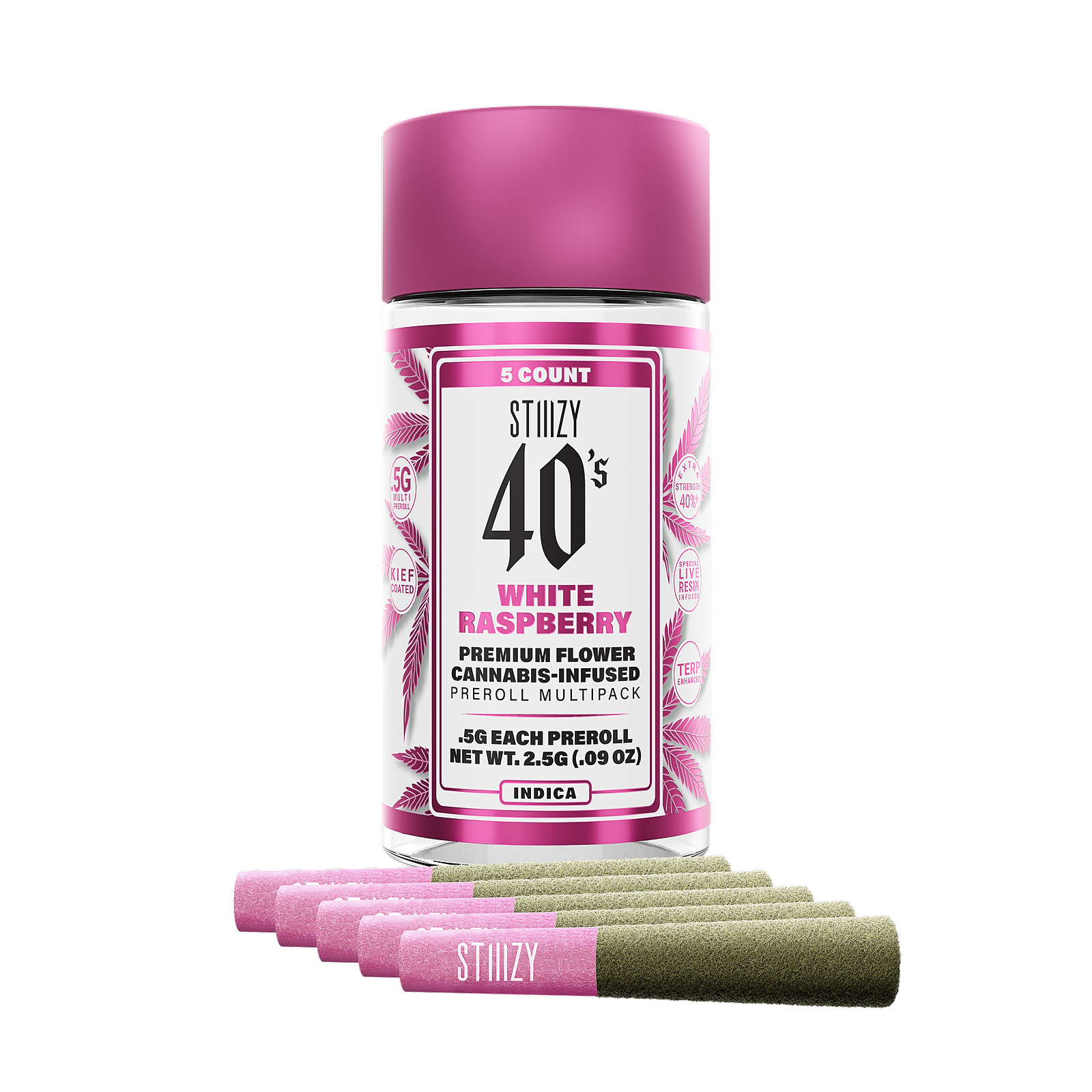 STIIIZY: WHITE RASPBERRY - .5G PREROLL MULTI PACK 5PK | Leafly