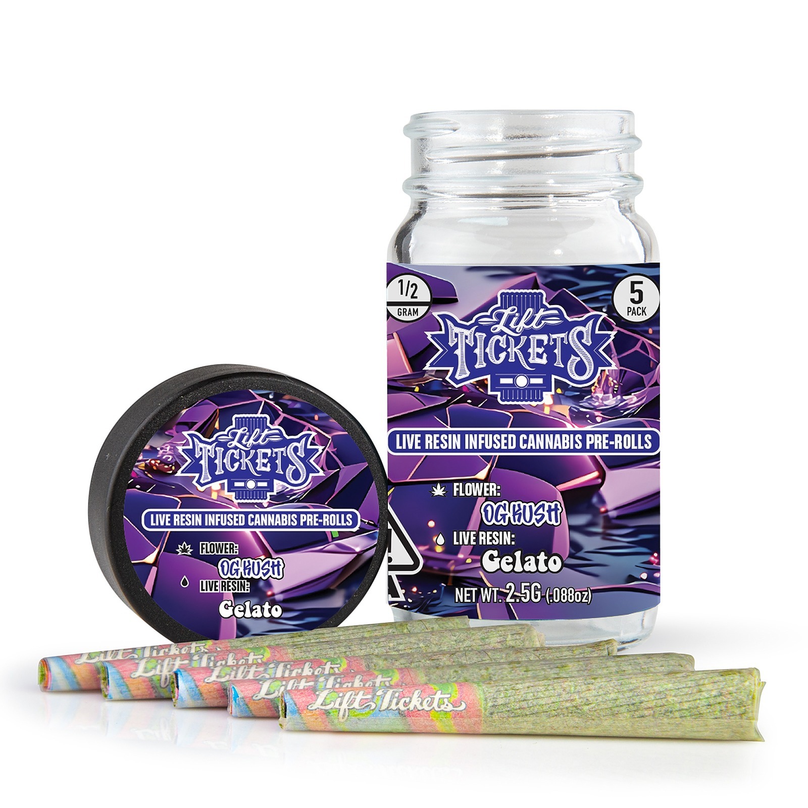 Lift Tickets: OG Kush x Gelato - 0.5g Infused Pre Roll Multipack (5 ...