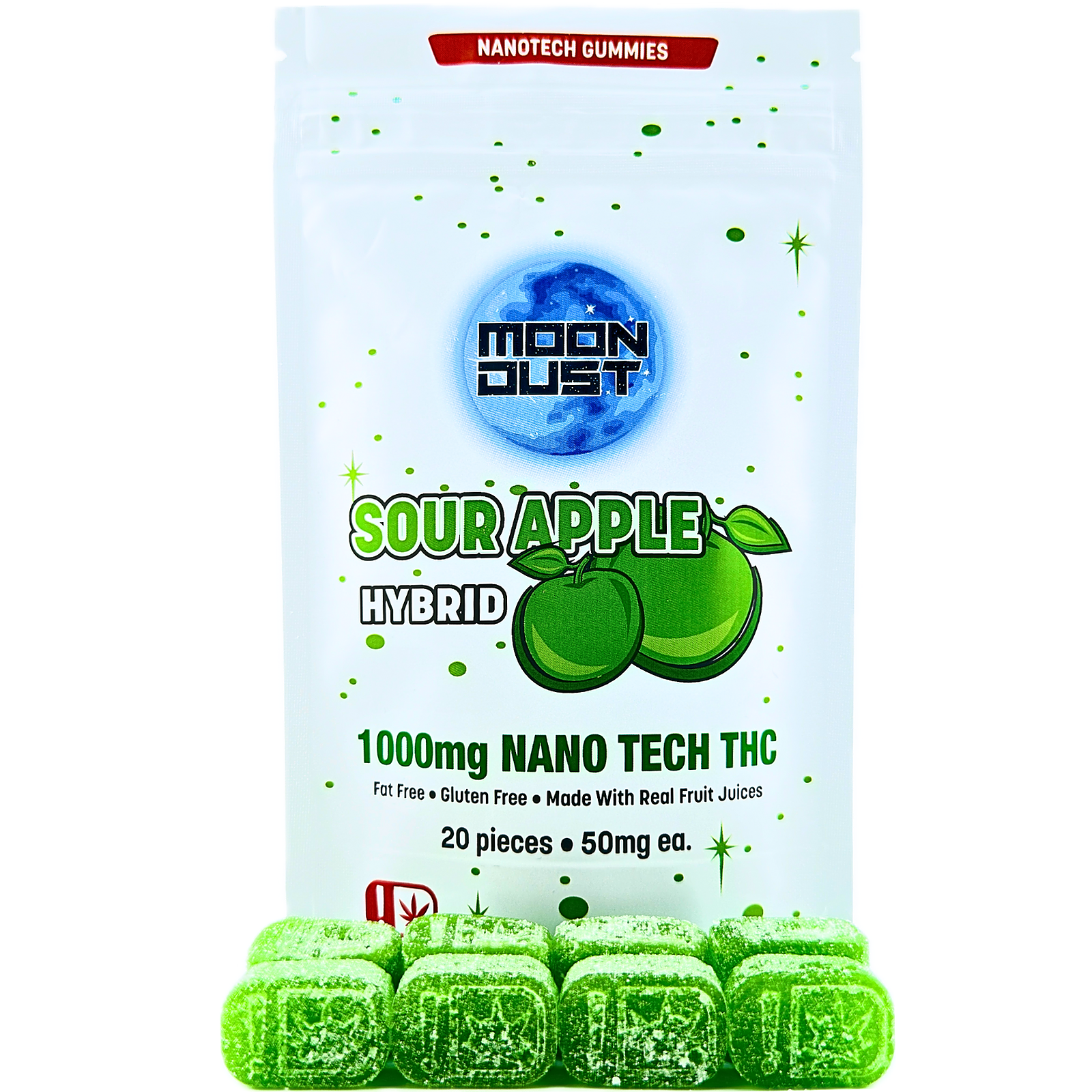 MOONDUST - Oklahoma: 1000 MG NANOTECH GUMMY SOUR APPLE-HYBRID | Leafly