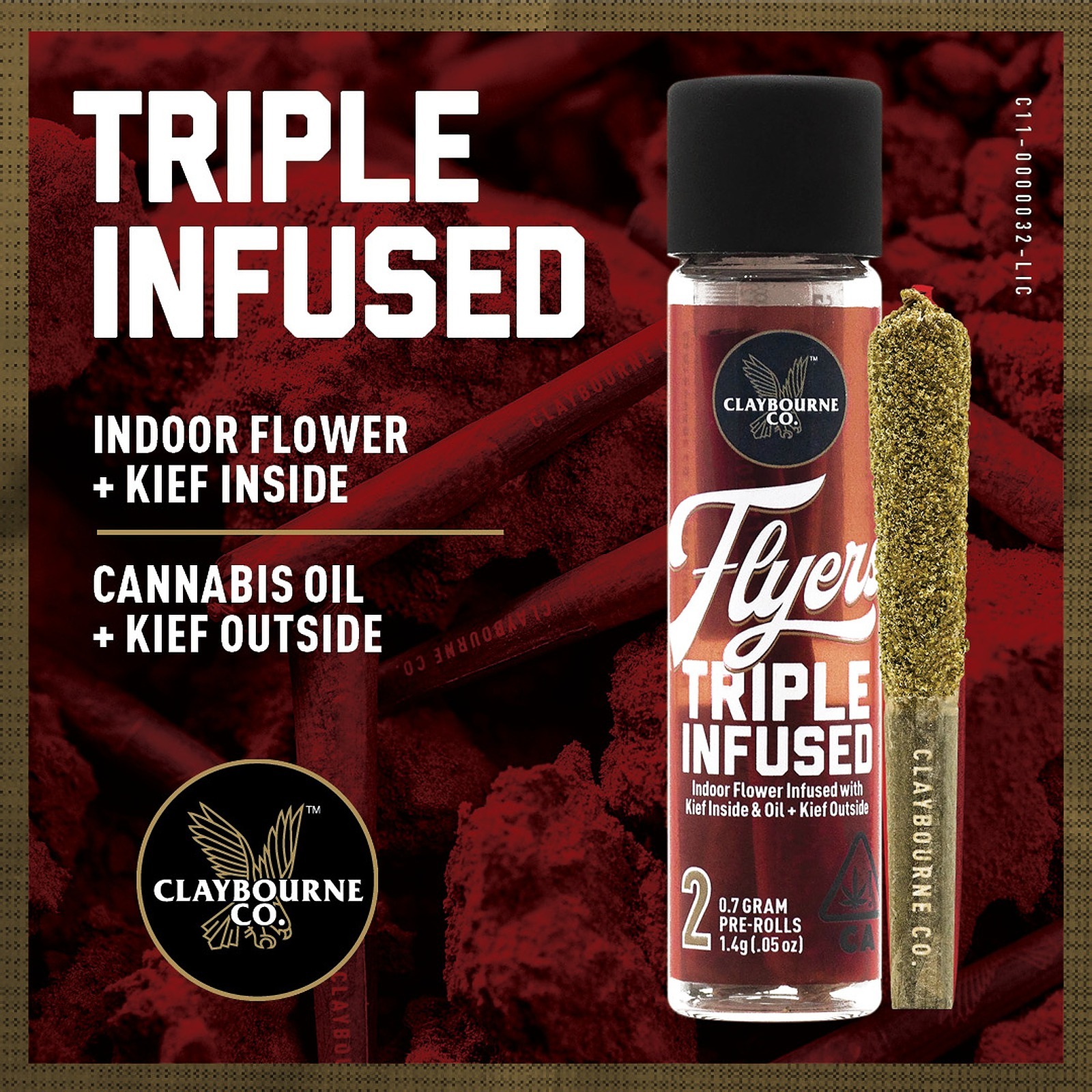 Claybourne Co Platinum Kush Breath 1 4g Flyers Triple Infused Pre