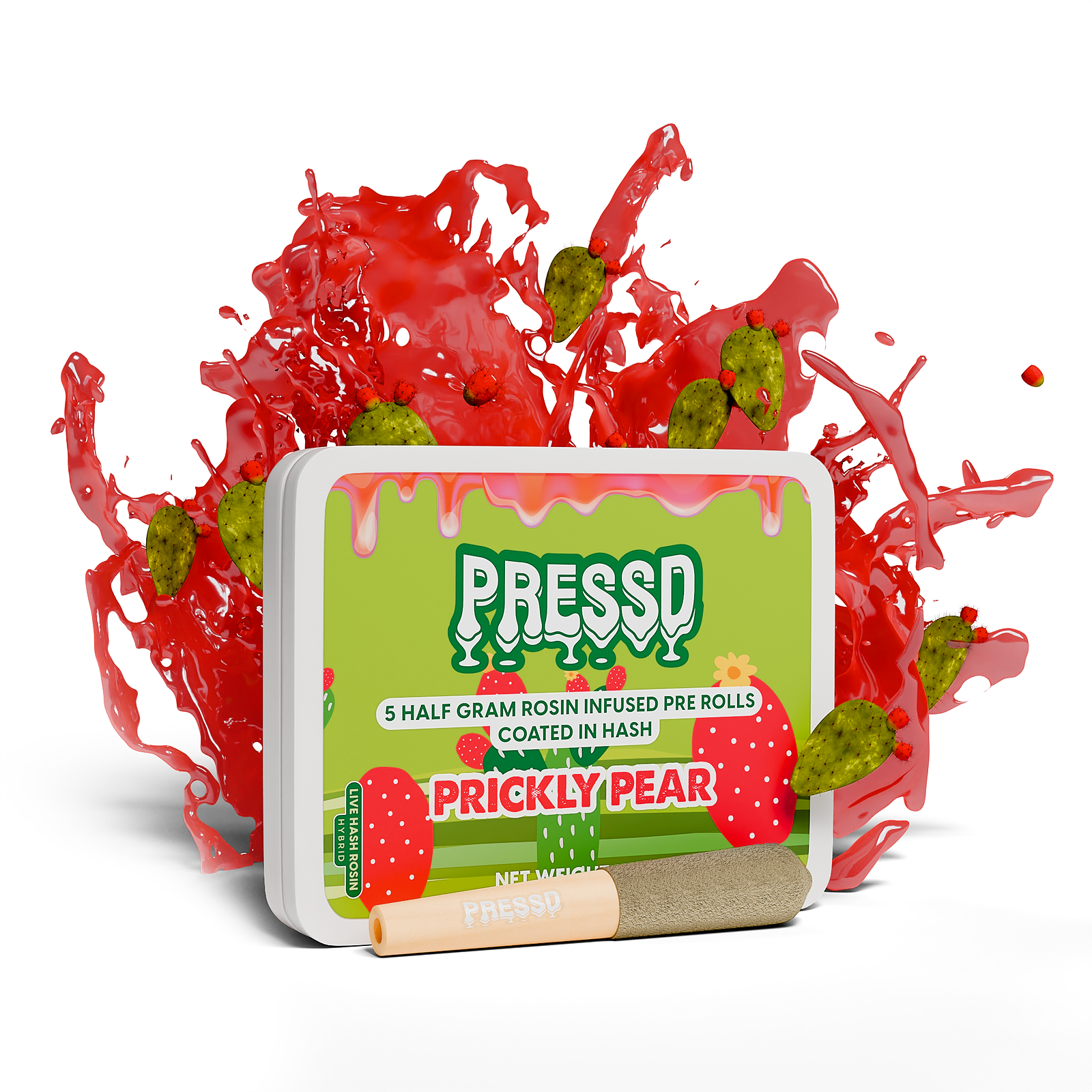 PRESSD Extracts: Live Hash Rosin Infused Pre Rolls: Prickly Pear | Leafly