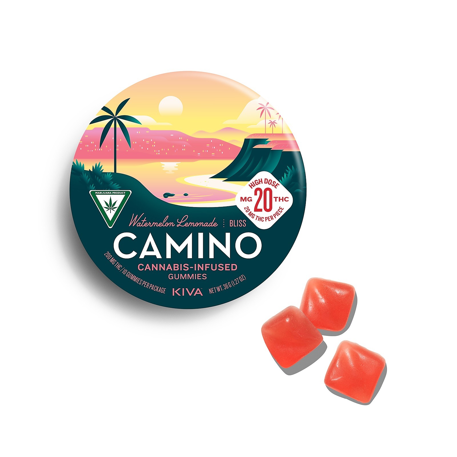Camino: 20mg Camino 'Bliss' Watermelon Lemonade High Dose Gummies 200mg ...