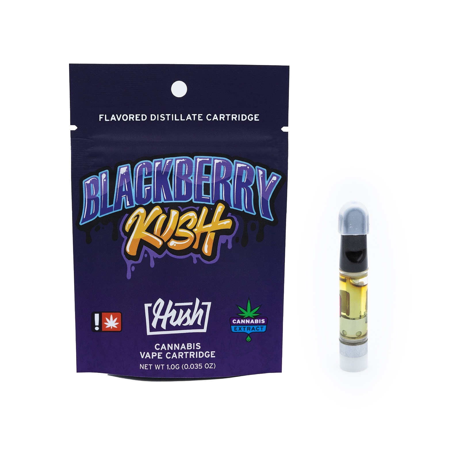 HUSH: Blackberry Kush Flavored Distillate Vape Cartridge 1g | Leafly