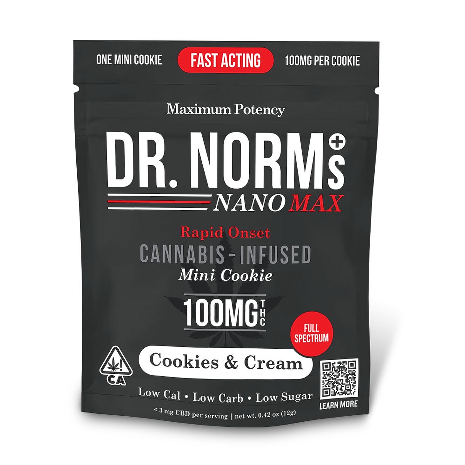 Dr. Norm's: Cookies & Cream Fast-Acting Nano 100mg MAX Cookie | Leafly