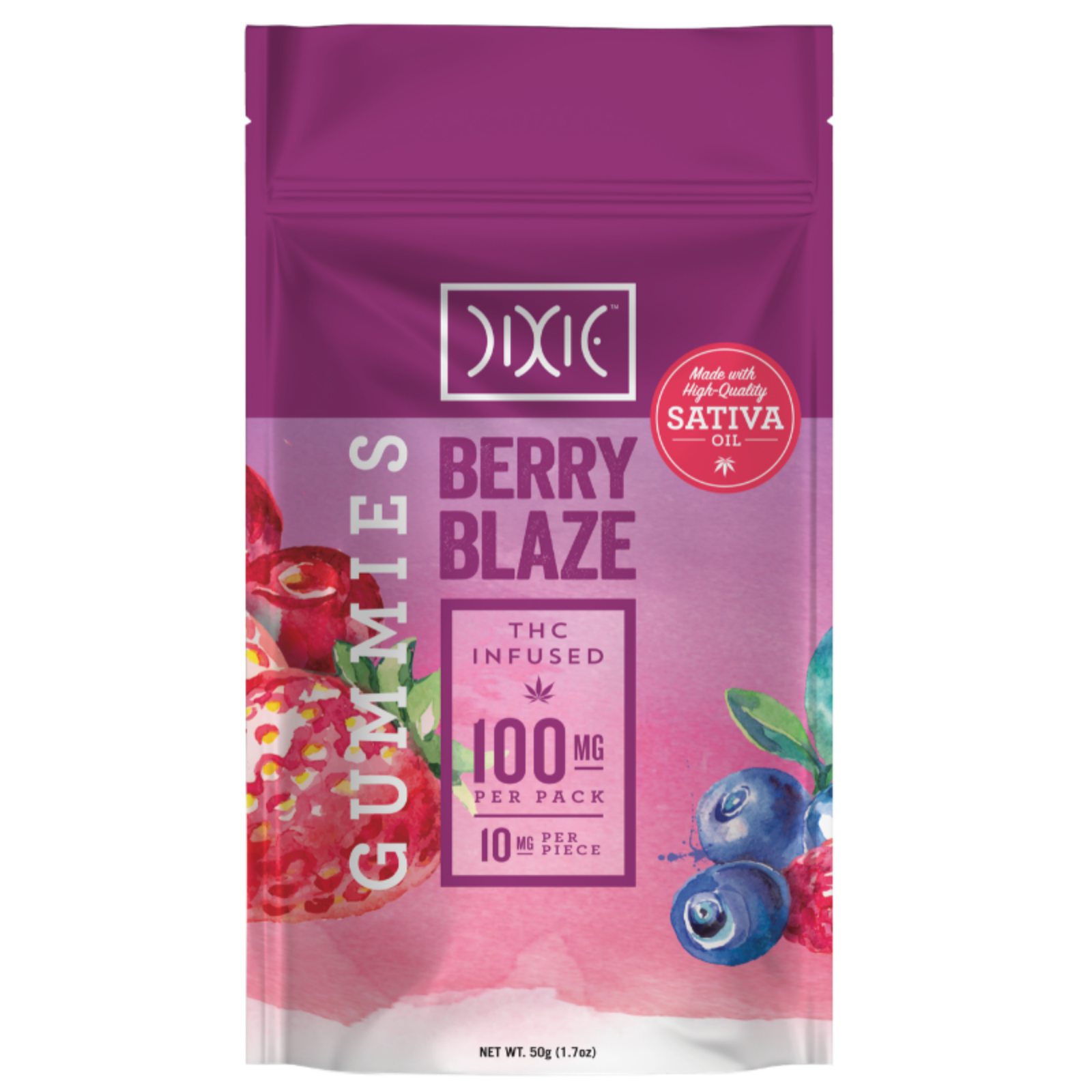 Dixie Brands: Berry Blaze Gummies 100mg | Leafly