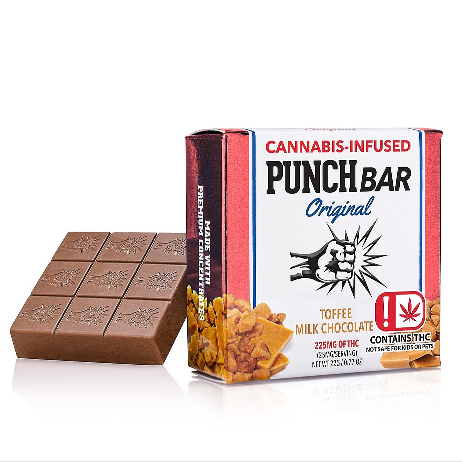 Punch: Milk Chocolate Toffee OK 225MG PunchBar | Leafly