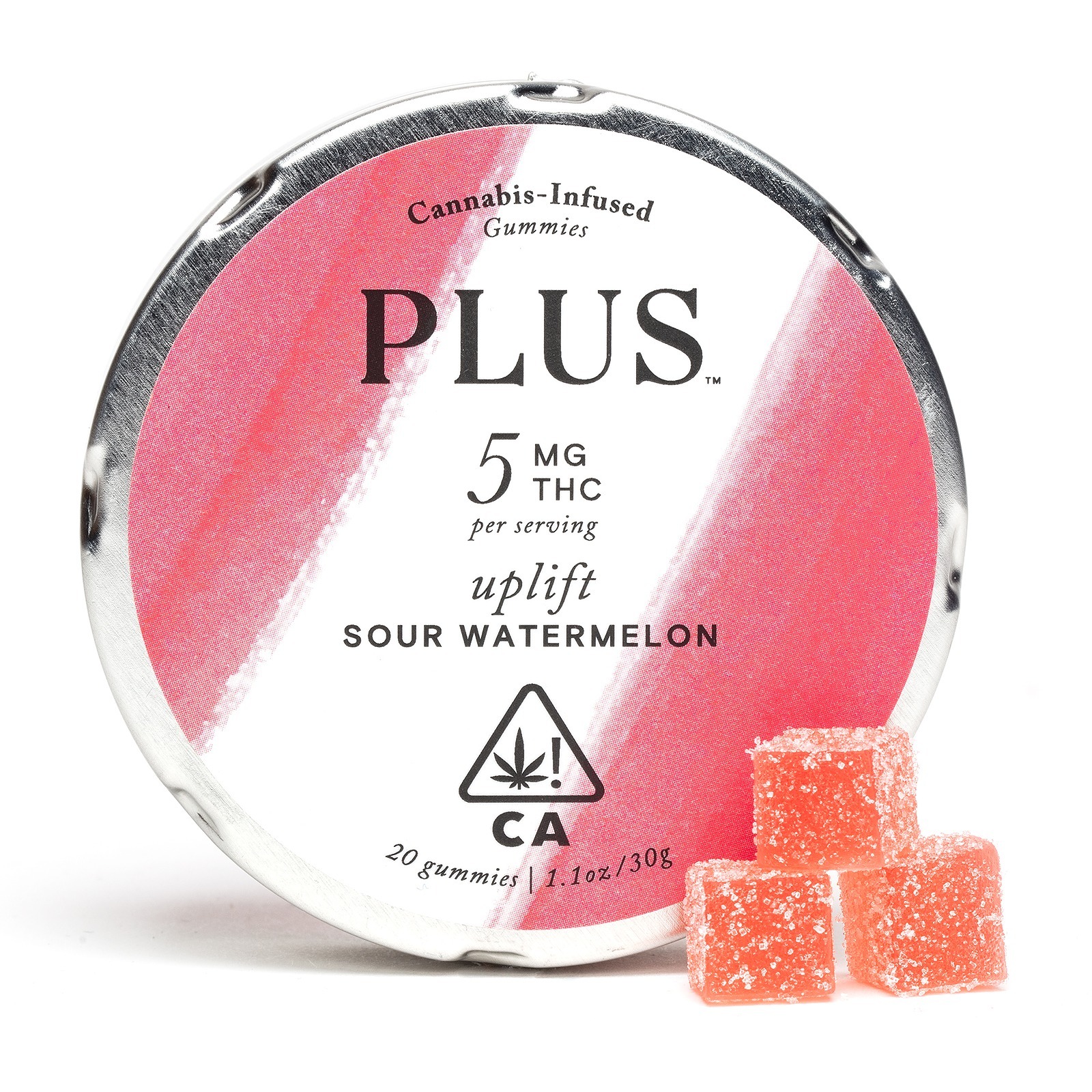 PLUS Products: PLUS Uplift Sour Watermelon Gummies (100mg) | Leafly