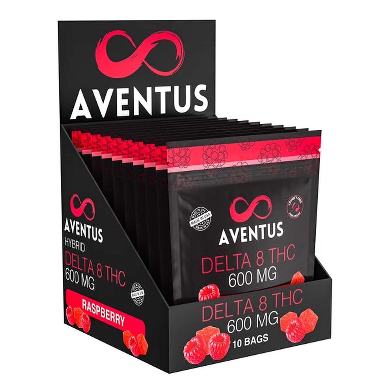 Aventus 8: DELTA 8 THC INFUSED GUMMIES RASPBERRY 10-PACK | Leafly