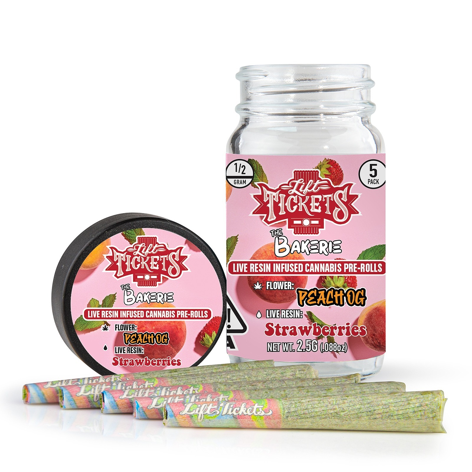 Lift Tickets: Peach OG x Strawberries - 0.5g Infused Pre Roll Multipack ...