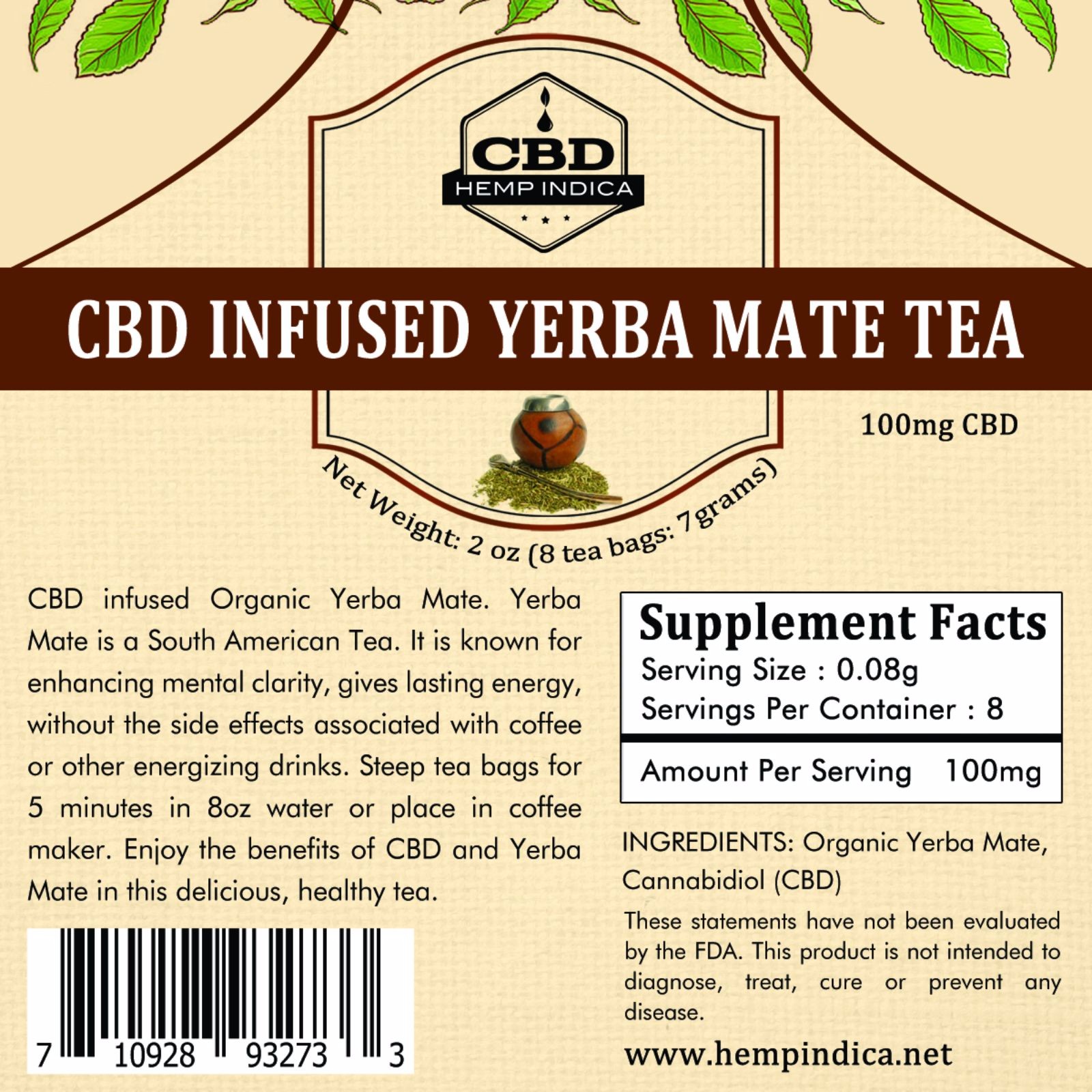 CBD Hempindica: Hempindica CBD Infused Yerba Mate Mate | Leafly