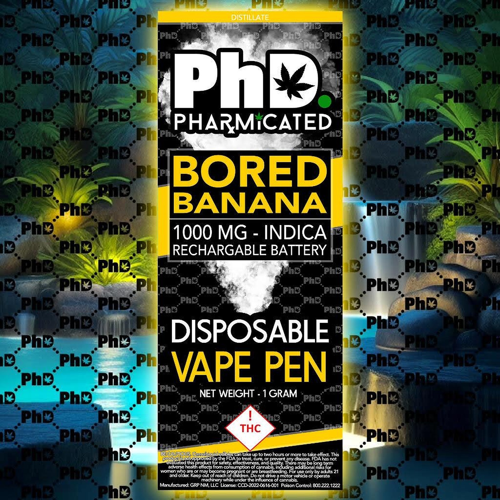Pharmicated: PhD Disposable D9 Vape Cart - 1000 mg - Bored Banana (I ...