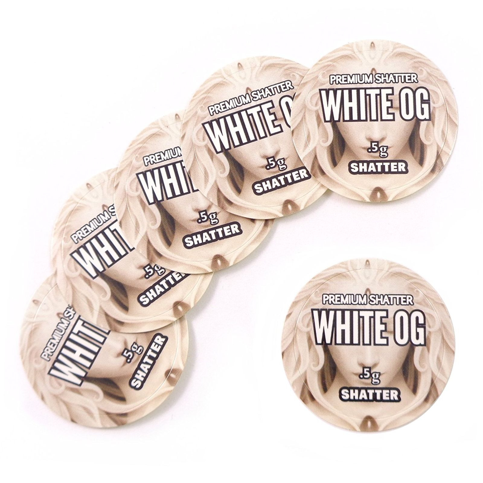 Shatter Labels: 100 White OG Shatter 1/2 Gram Collective Supply Medical ...
