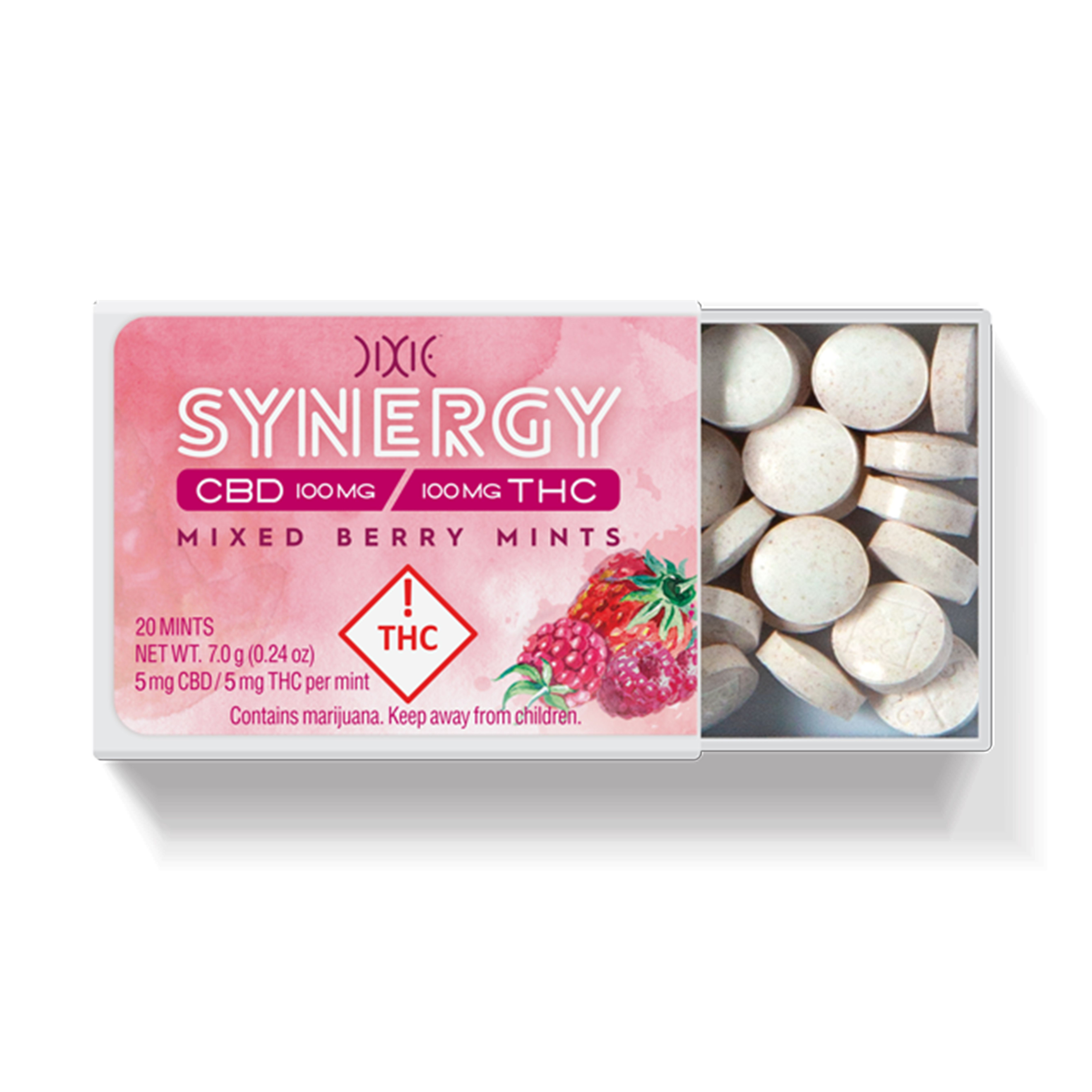 Dixie Brands: Synergy 1:1 Mixed Berry Mints 200mg | Leafly