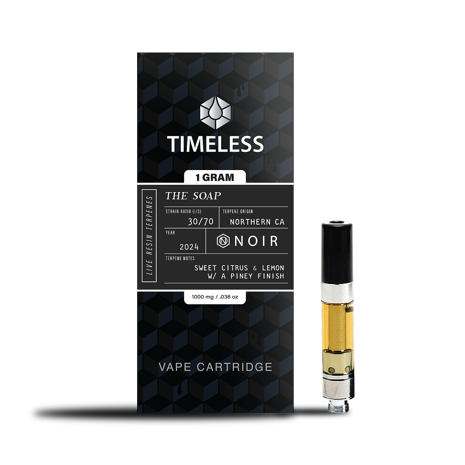 Timeless Vapes: Noir The Soap 1000mg Vape Cartridge (Live Resin) | Leafly
