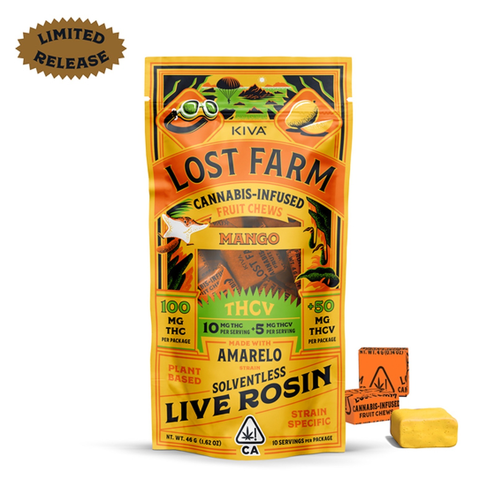 Lost Farm: 10mg : 5mg THCV 'Mango x Amarelo Live Rosin Chews' 100mg ...