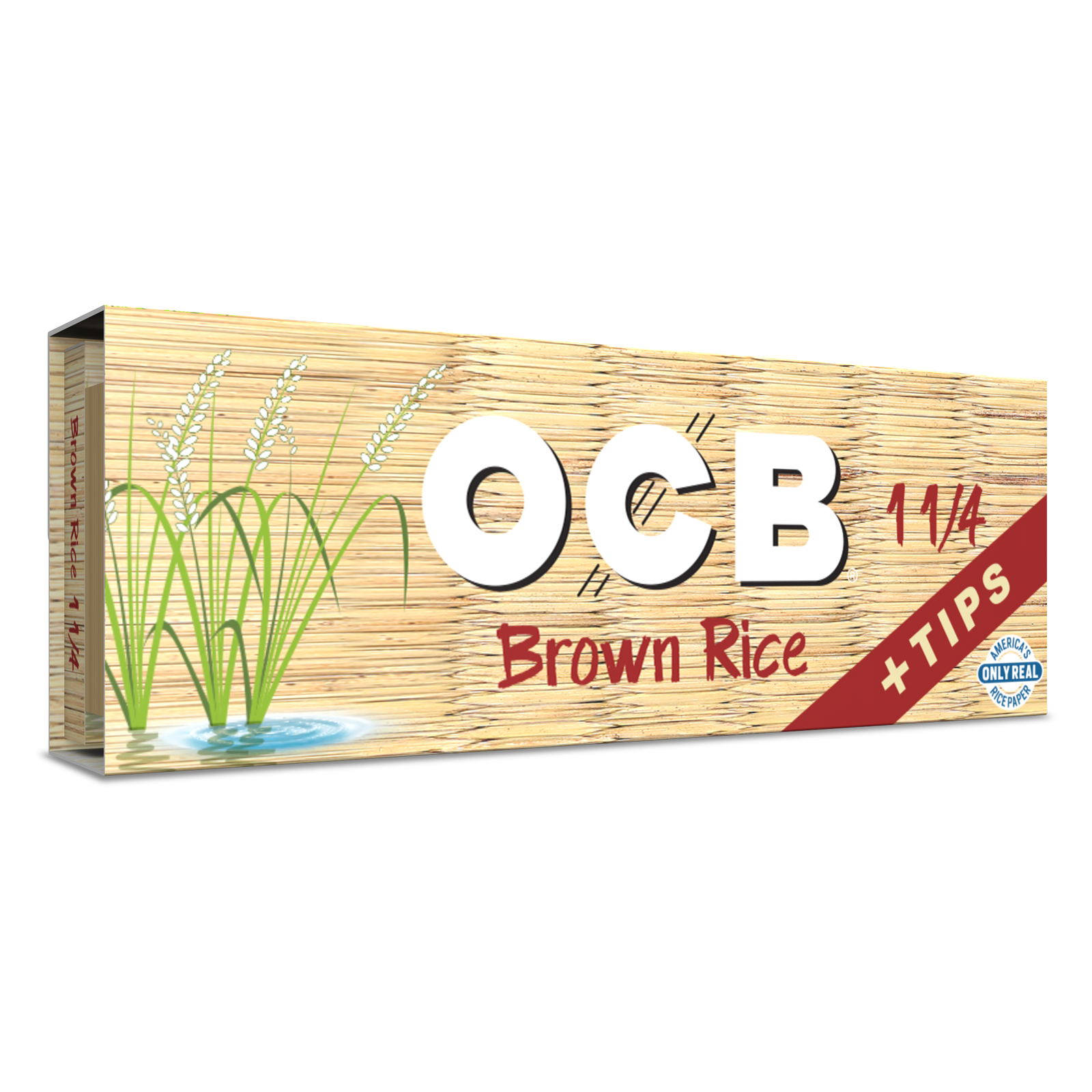 OCB Rolling Papers & Cones: OCB Brown Rice Papers + Tips - 1-1/4" Size ...