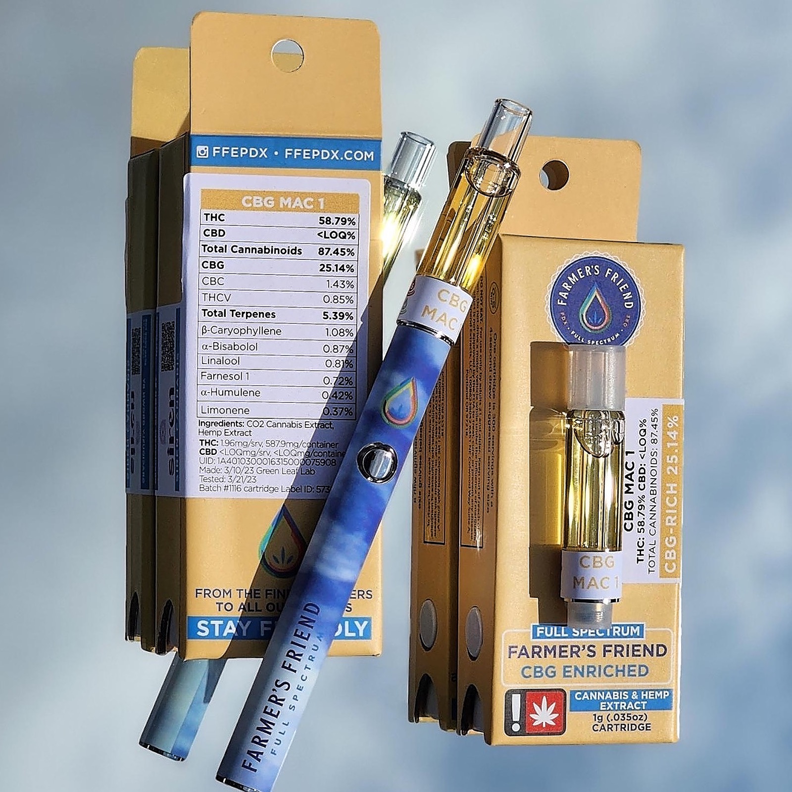 Farmer's Friend Extracts: 1g Glass Cartridge - CBG-rich Jack Jet Fuel ...