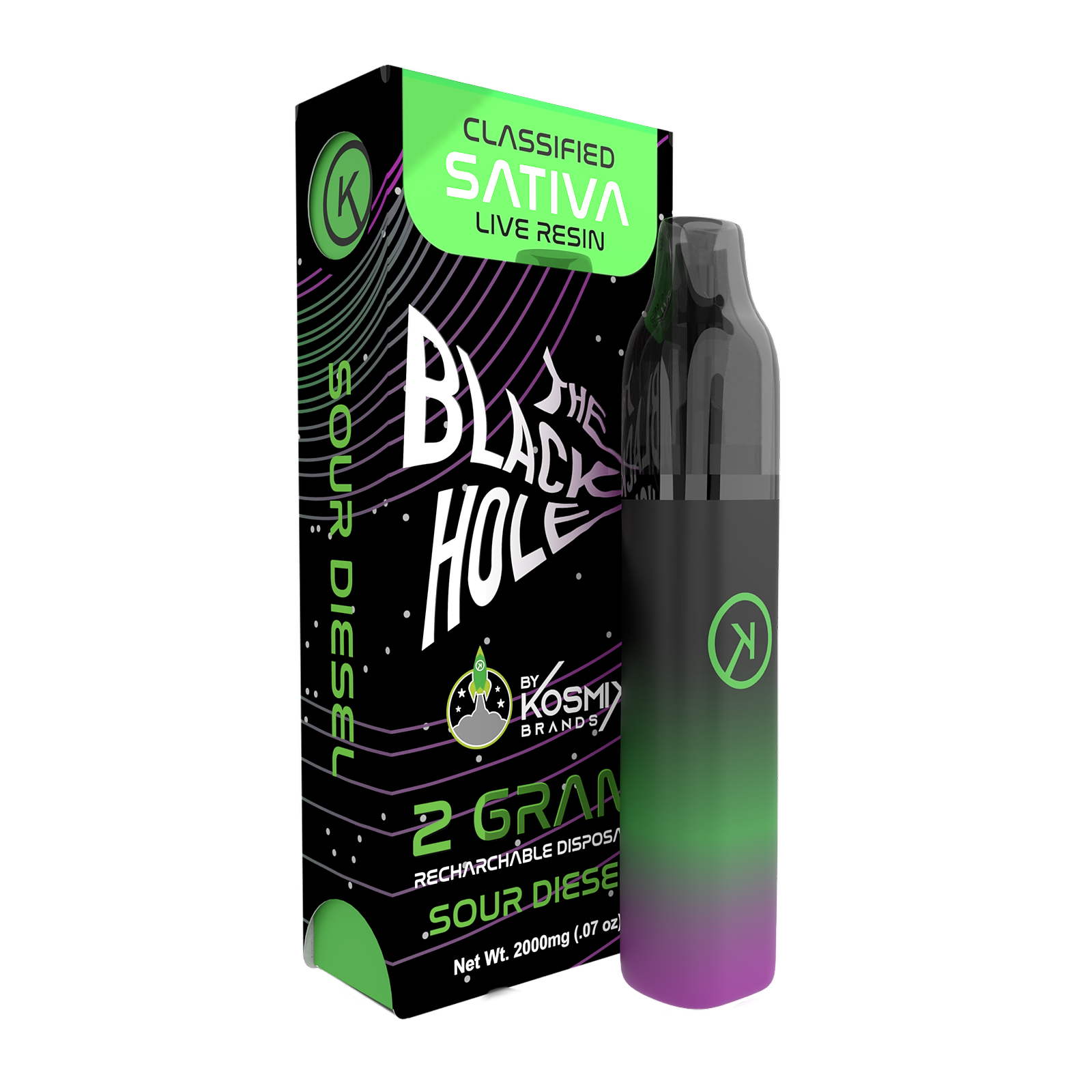 Kosmik Brands: Live Resin Black Hole Green Disposable Vape Pen | Leafly