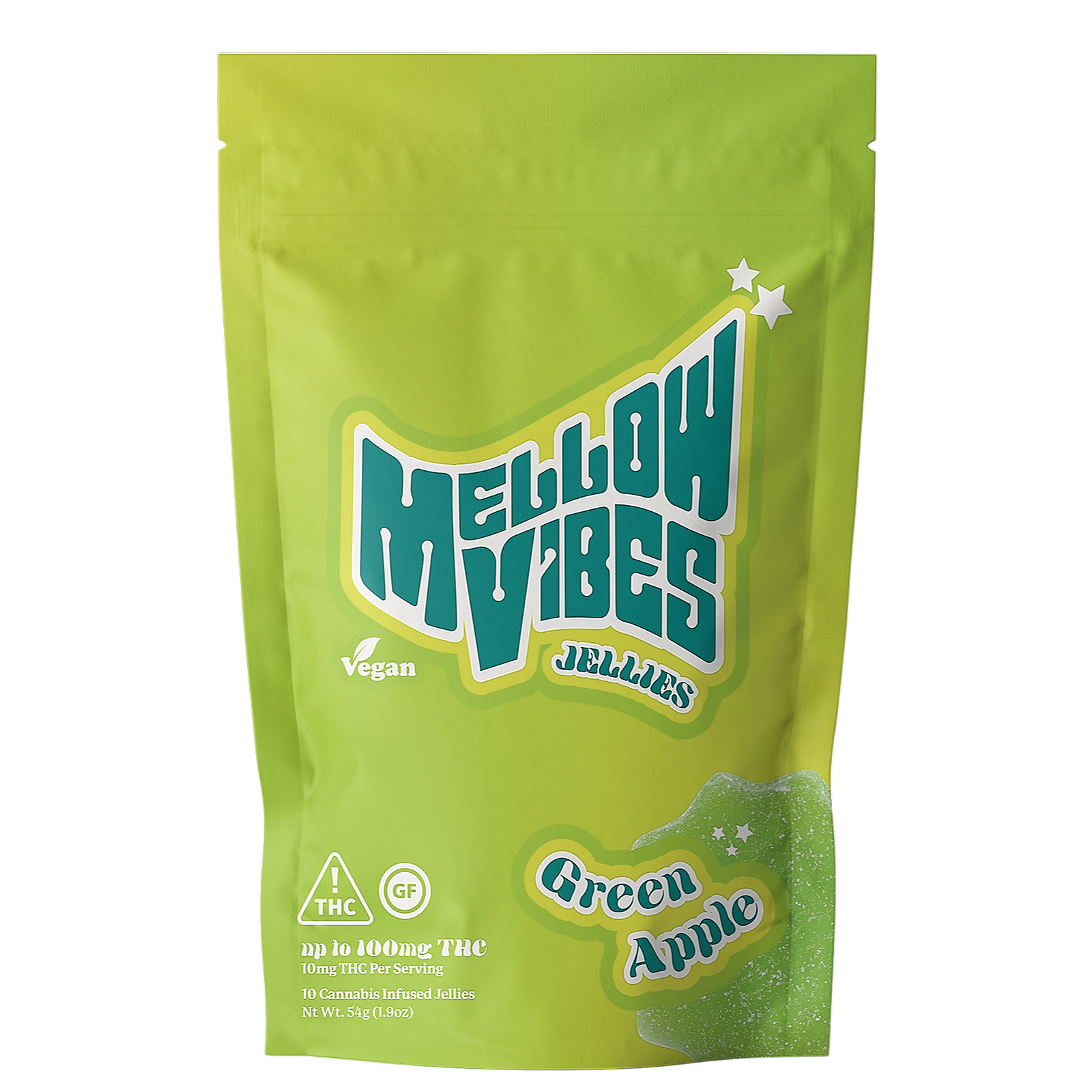 Mellow Vibes: Mellow Vibes Jellies THC 10 Pack Green Apple | Leafly