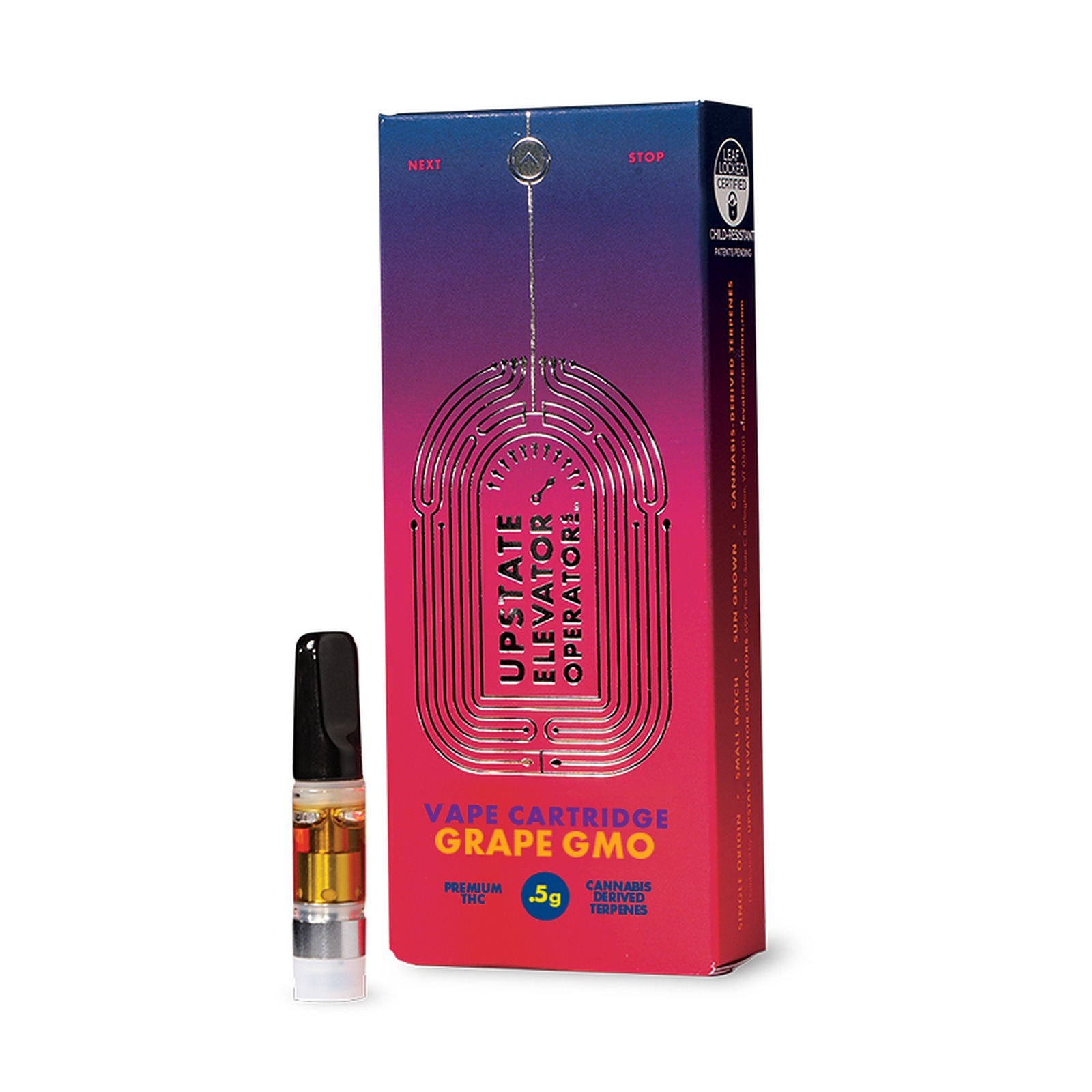 Upstate Elevator Operators: Premium THC Vape Cartridge, Grape GMO 0.5g ...