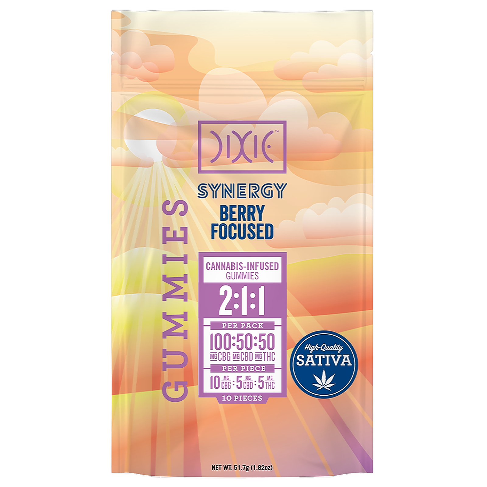 Dixie Brands: SYNERGY Berry Focused 2:1:1 CBG:CBD:THC Gummies | Leafly
