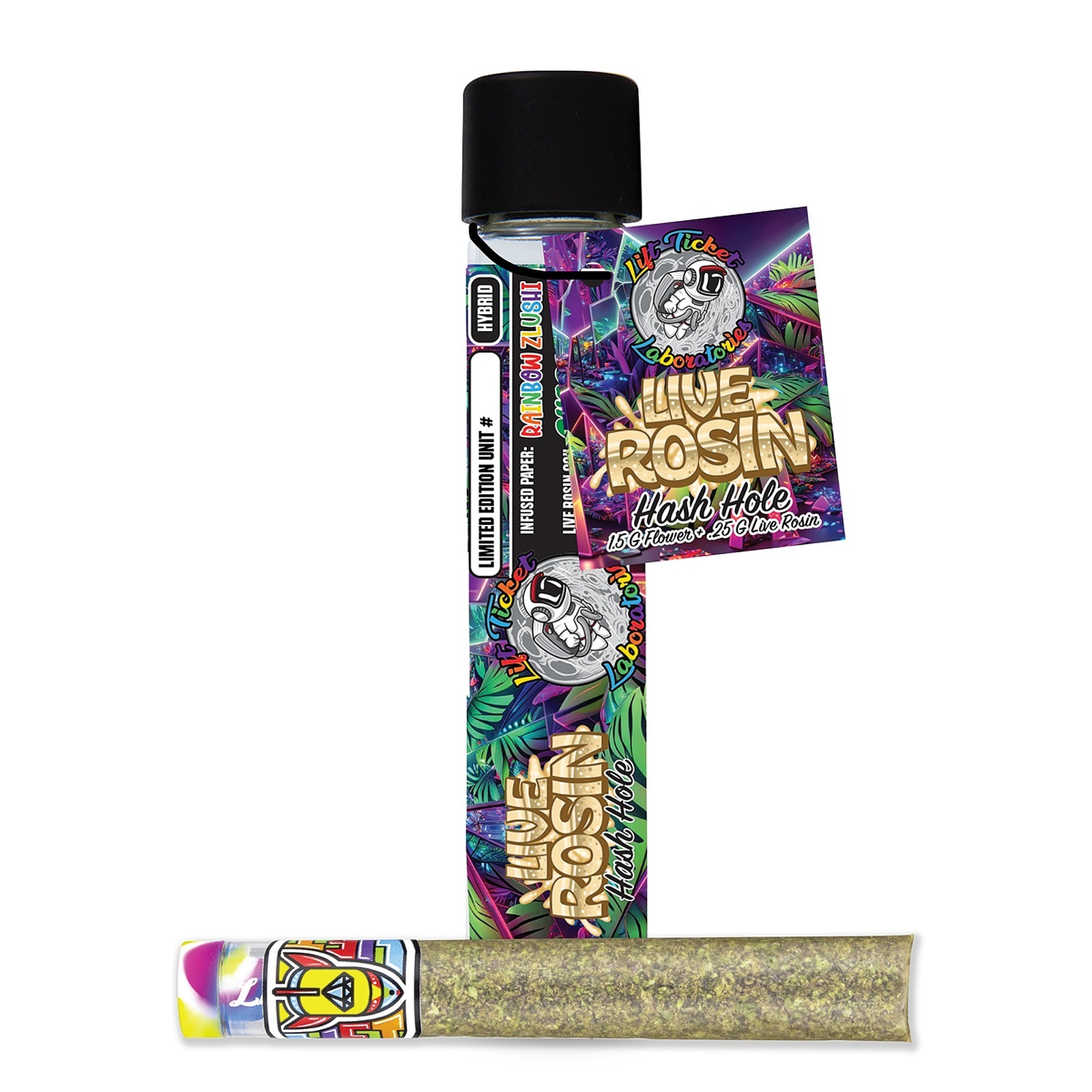 Lift Tickets: Rainbow Zlushi x Ghost OG x Zkittlez - Glass Tip Live Rosin Pre-Roll 1.75g ...