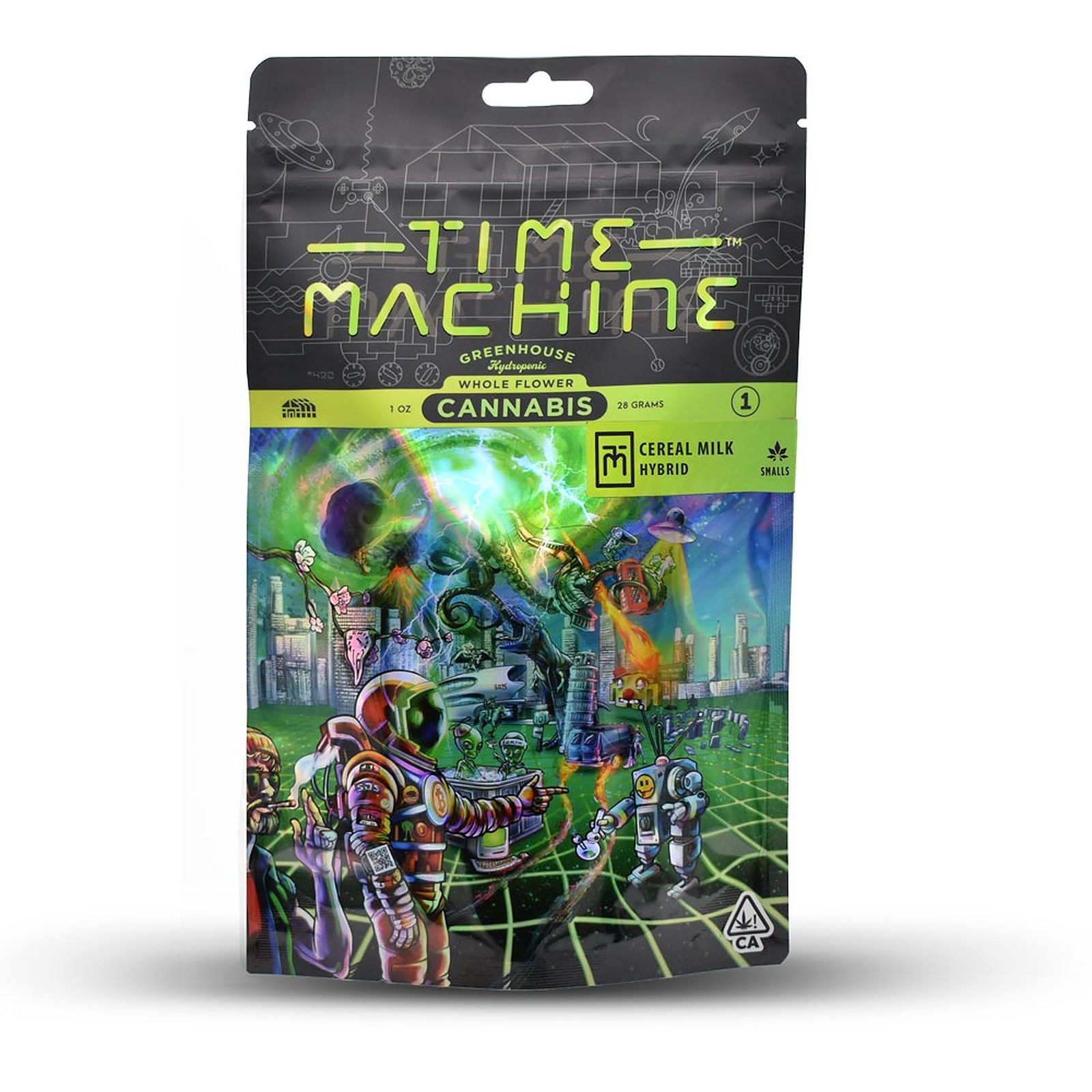 Time Machine: Time Machine Flower 28g/1oz Pouch Hybrid Cereal Milk | Leafly